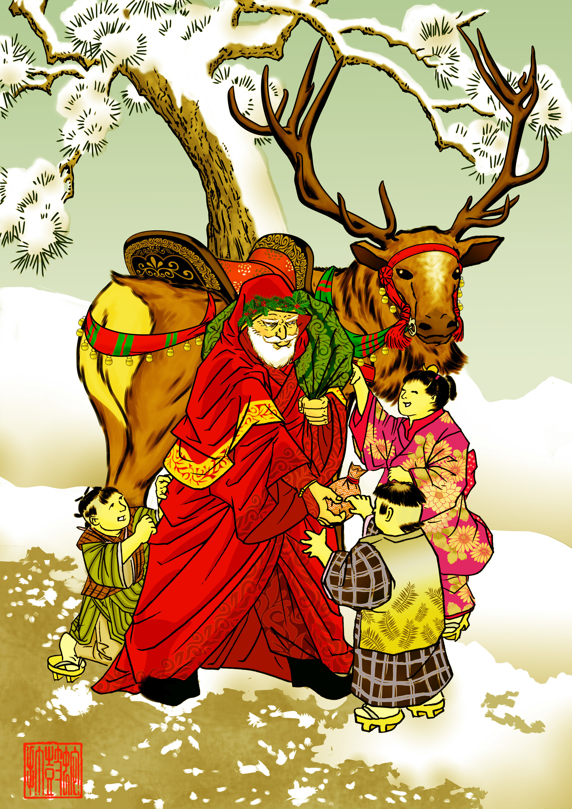 ArtStation - Santa Clause in Ancient Japan