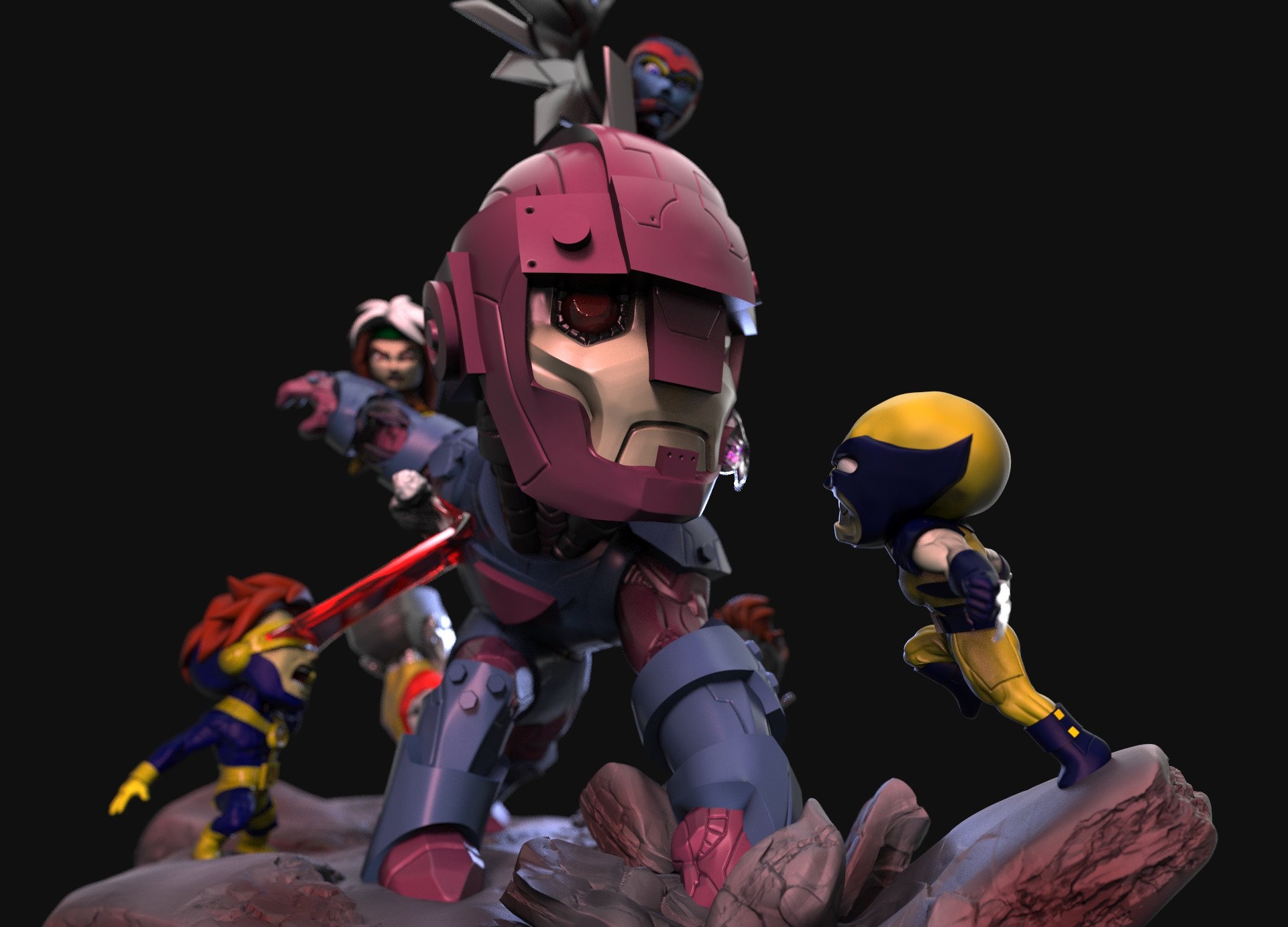 ArtStation - Xmen chibi diorama color renders