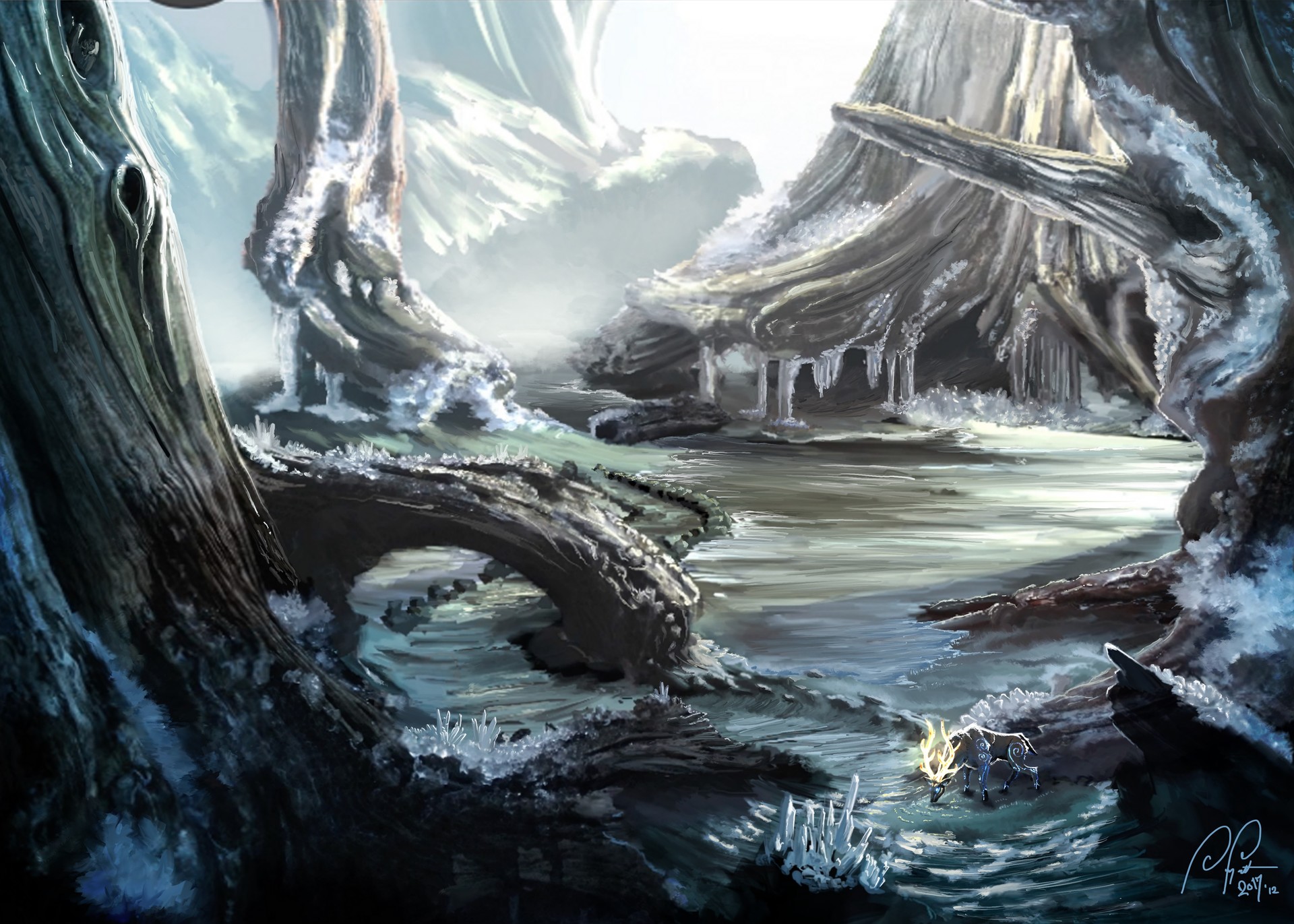 ArtStation - First Photobash: Frozen Forest