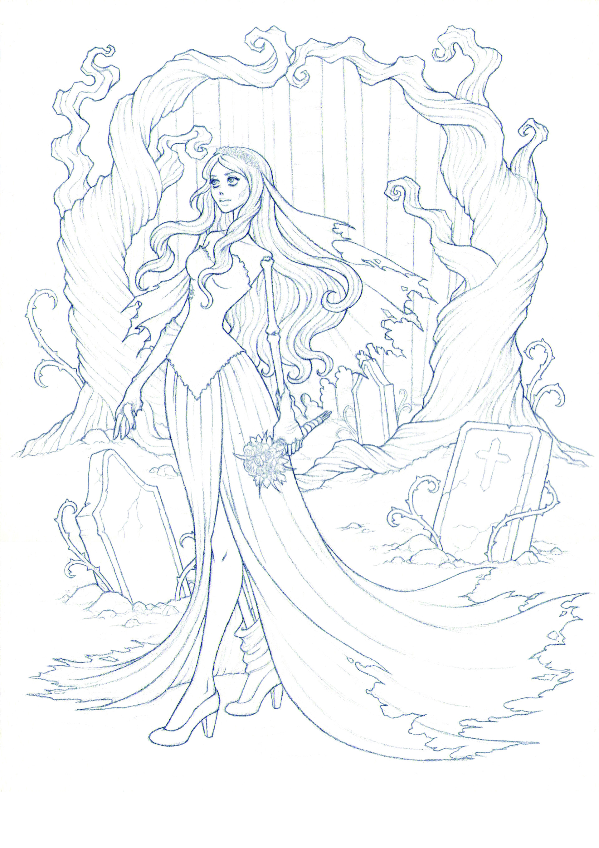 emily corpse bride coloring pages