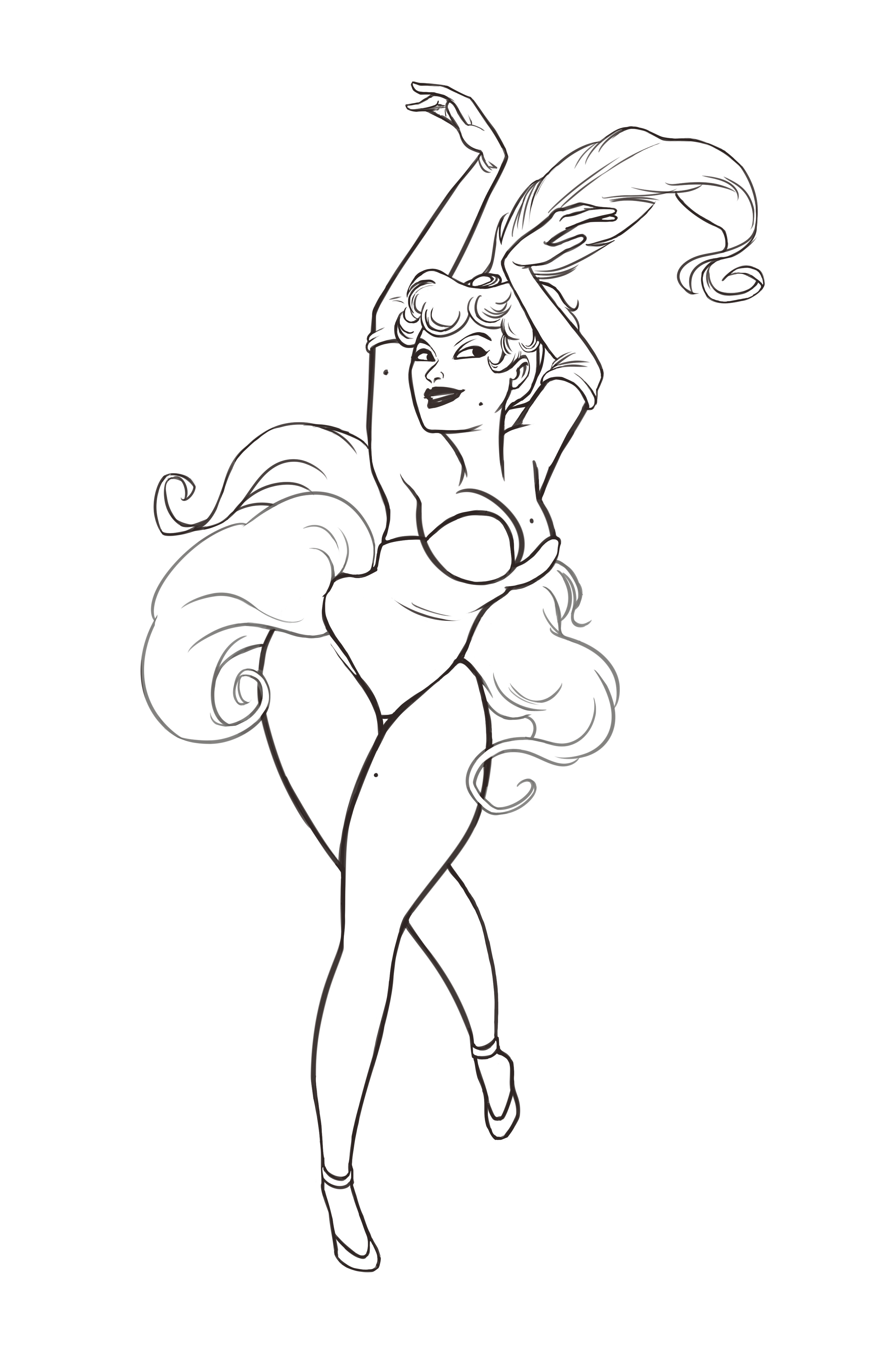 burlesque dancer drawing