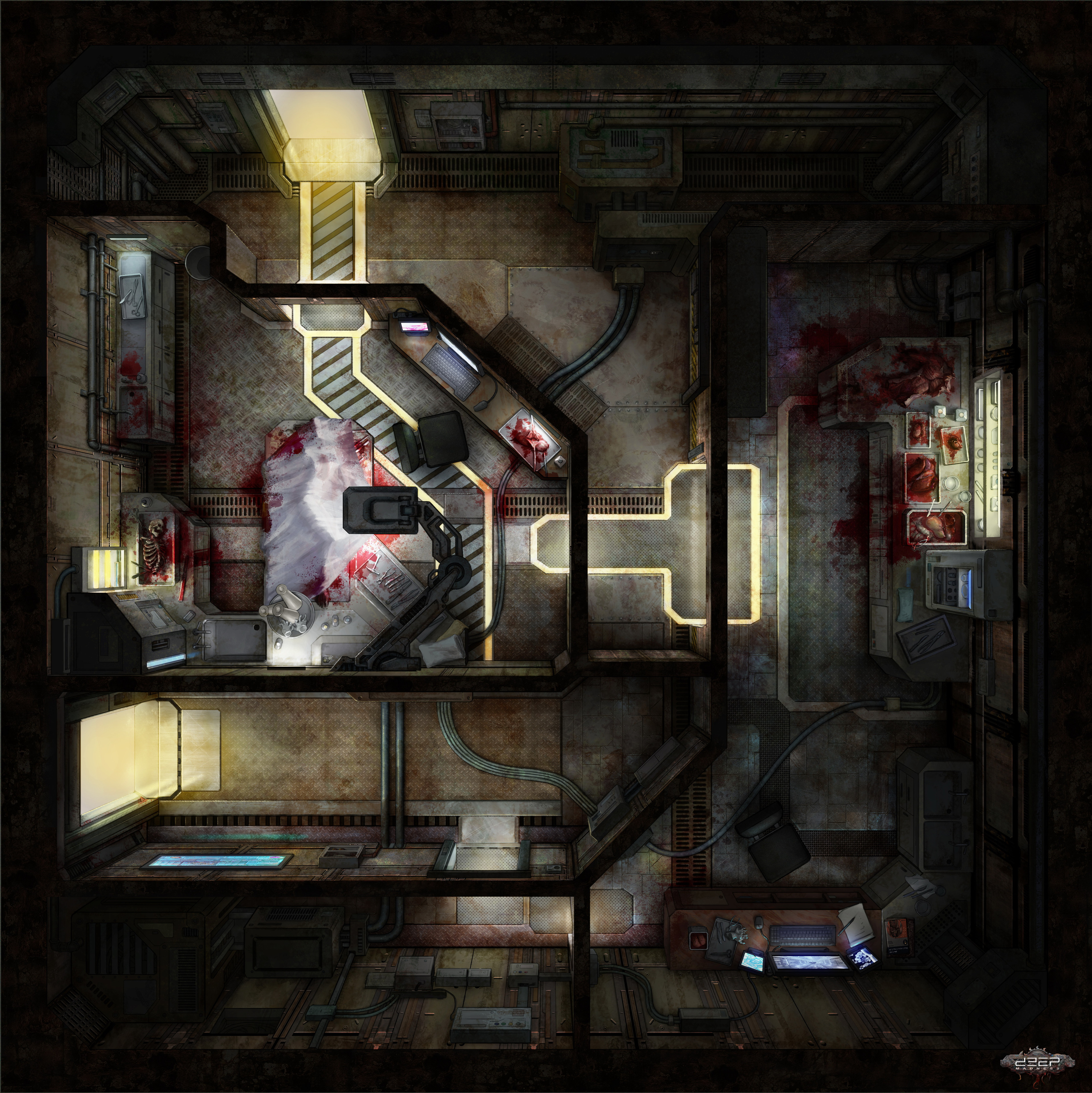 Earl Lan - Autopsy Lab, Map Design for board game "Deep Madness"