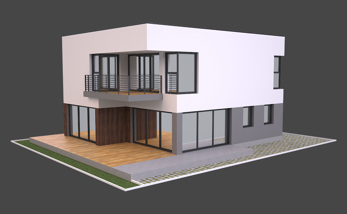 Md Hoque - Modern House 1 Free 3d Model