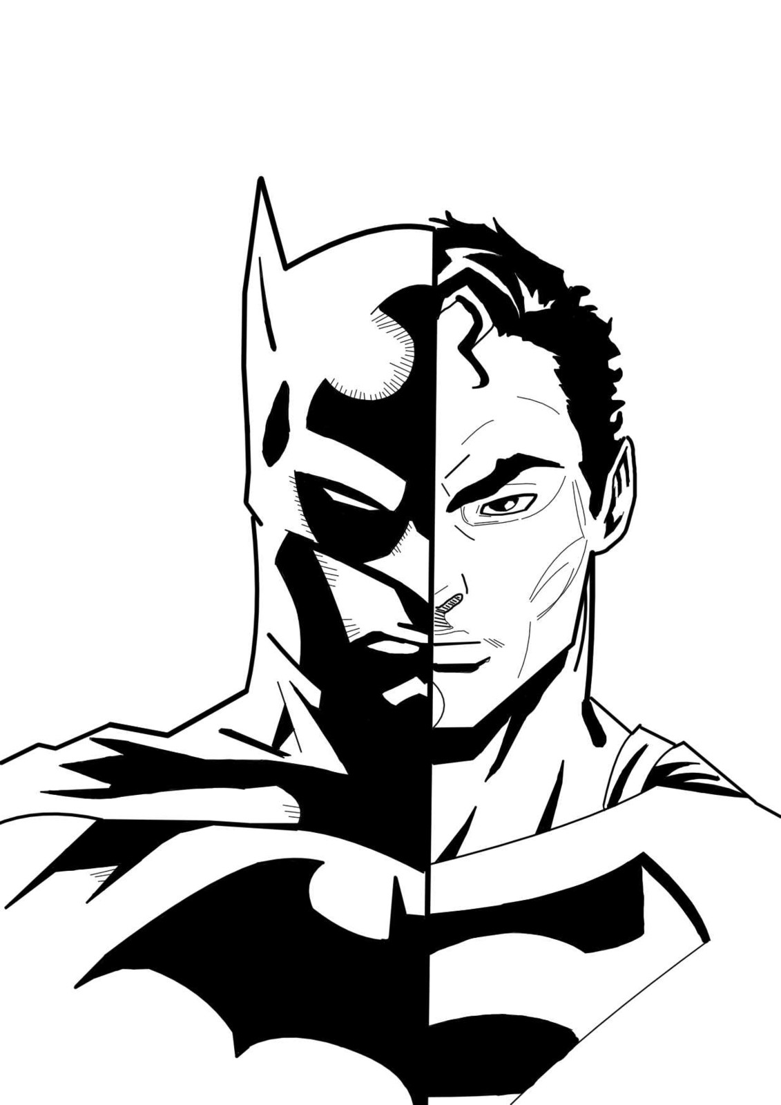 superman half face drawing