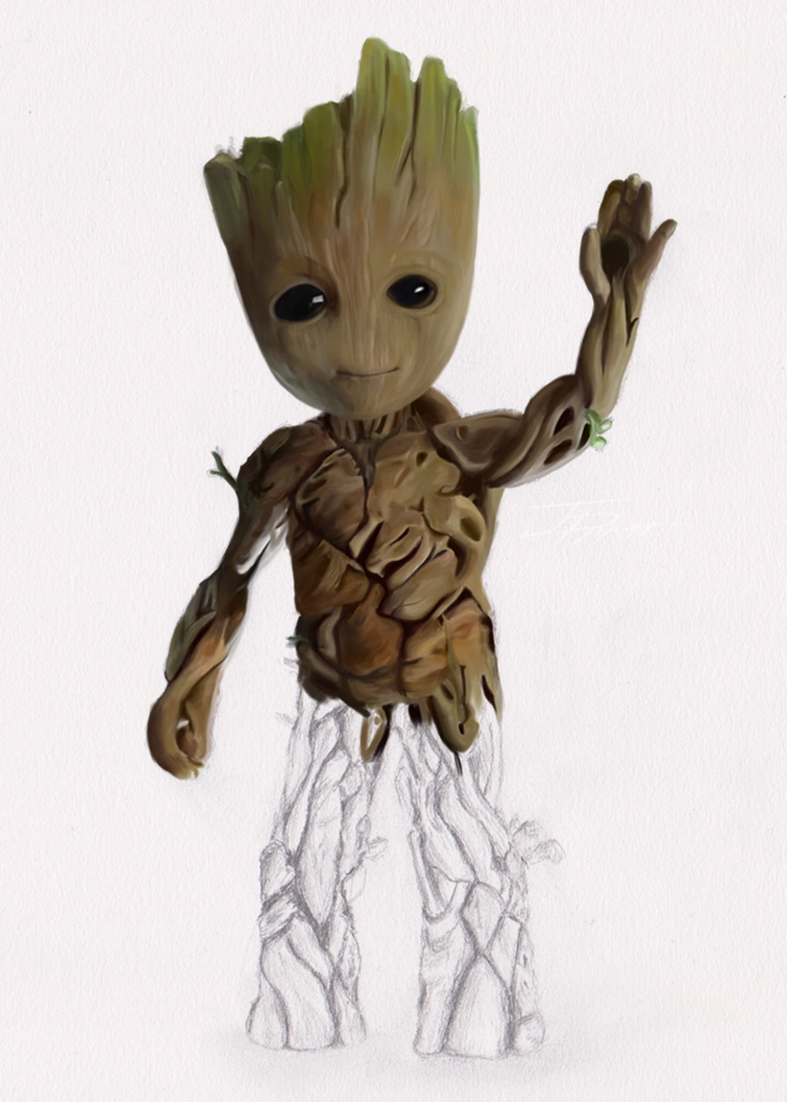 Dancing Baby Groot Drawing
