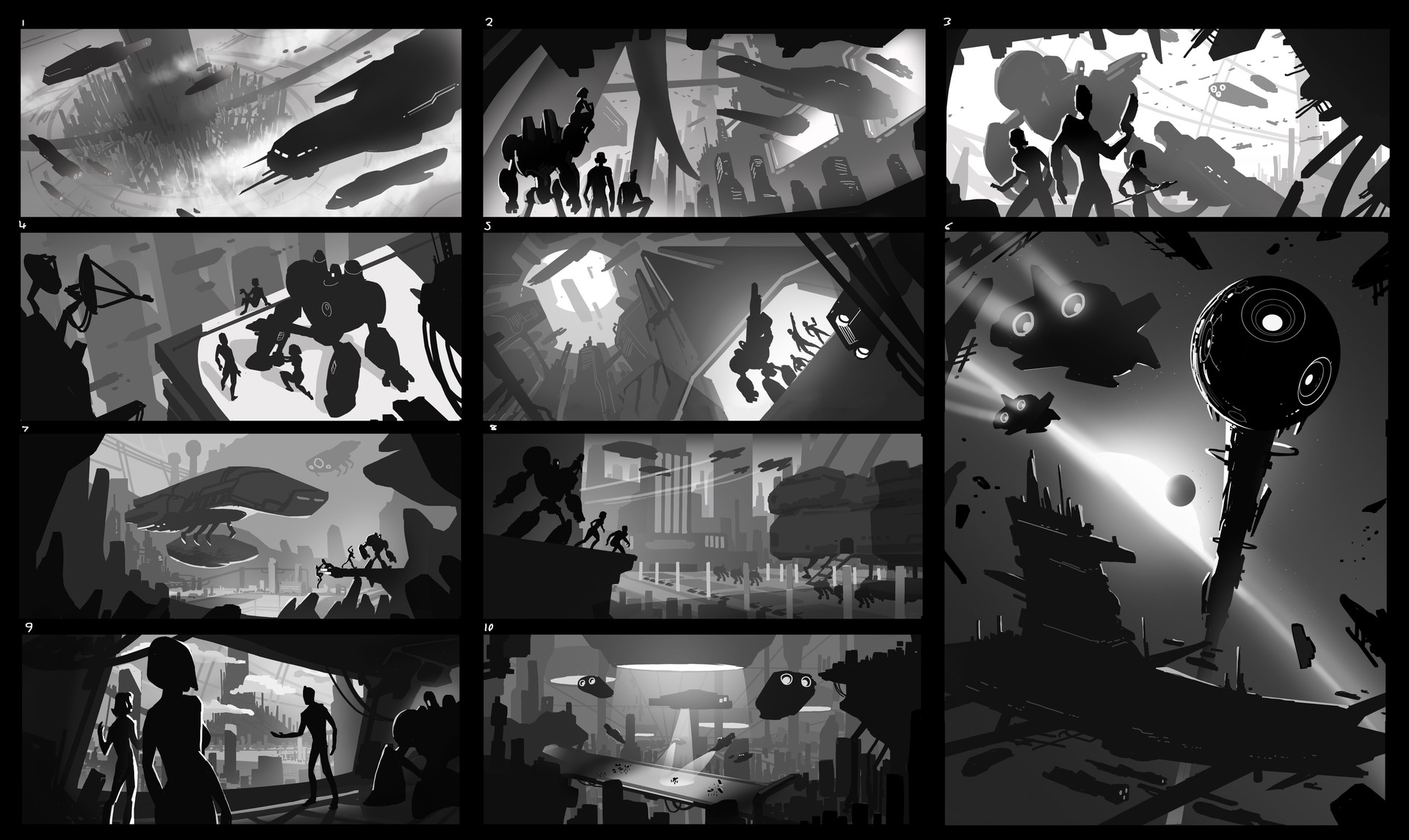 ArtStation - Cyberpunk Environment Tonal Thumbs