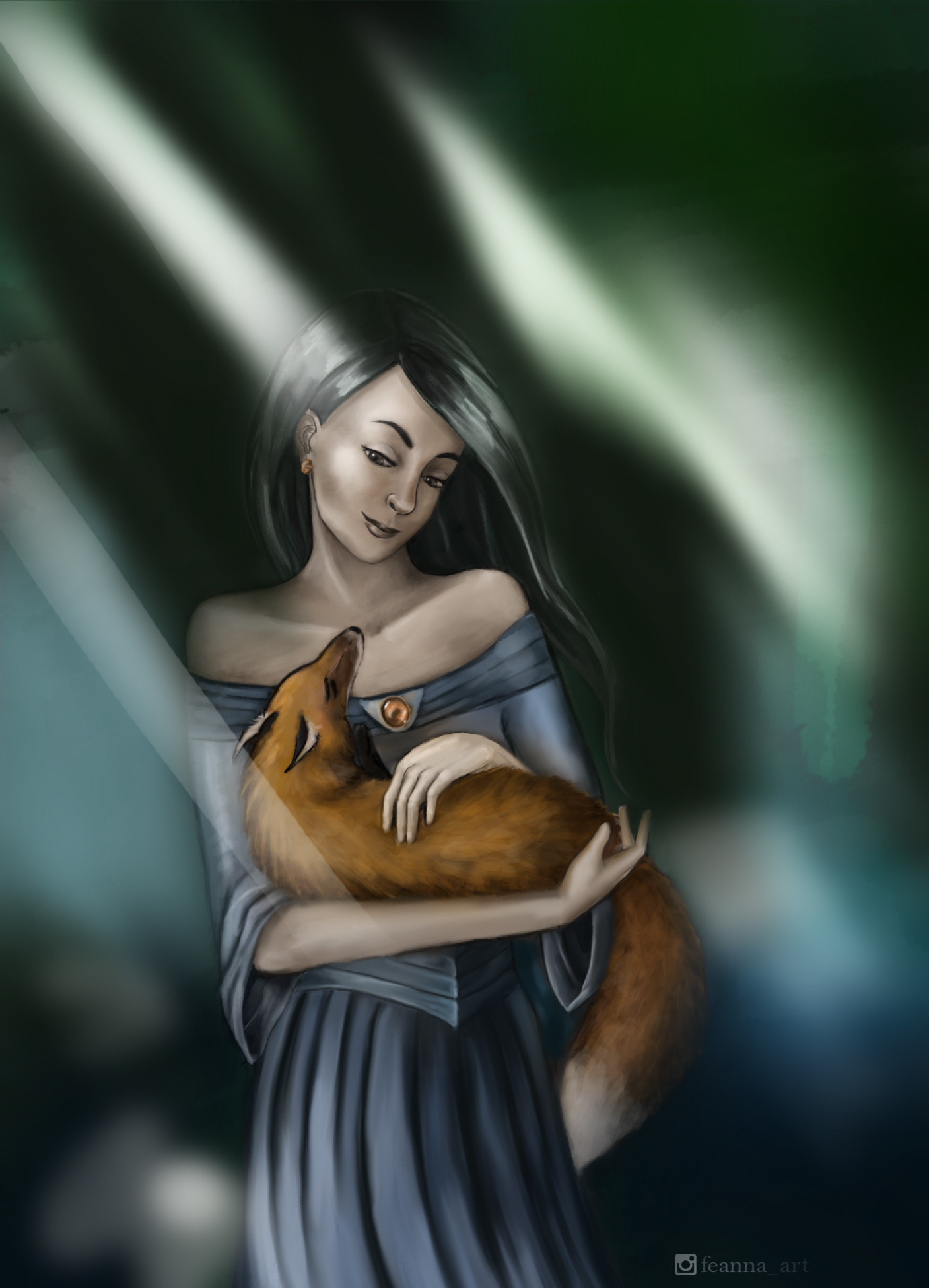 ArtStation - Girl and Fox. Familiar