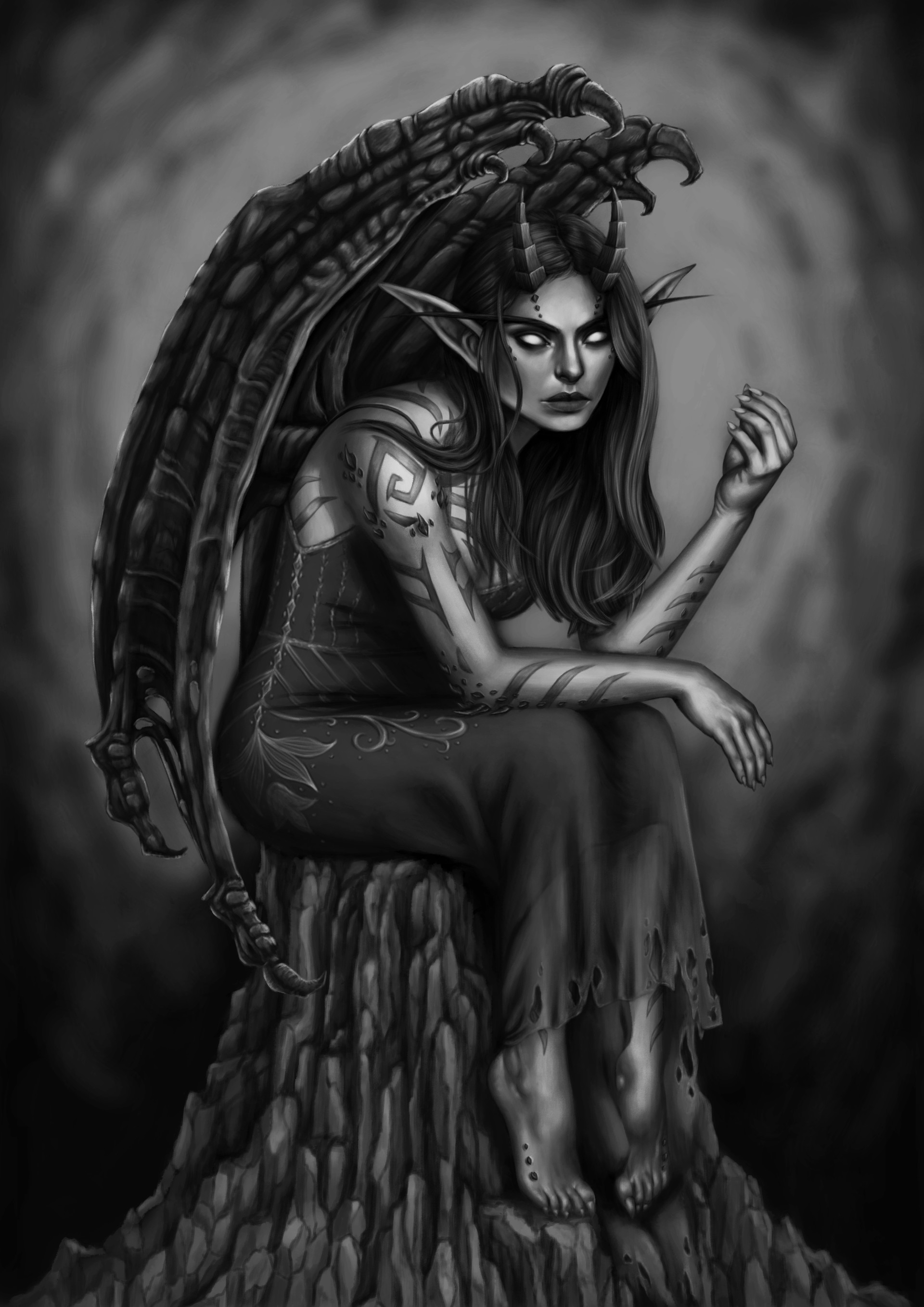 how to draw a demon hunter