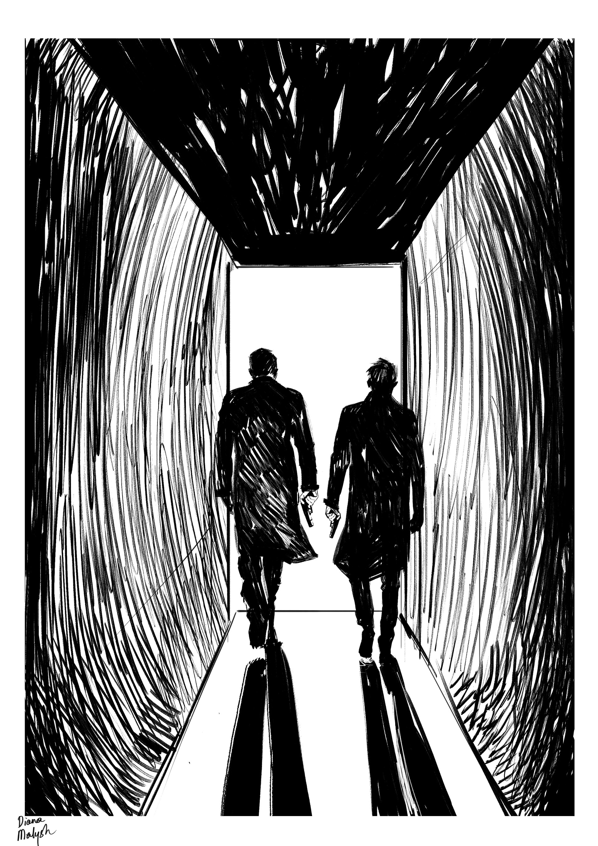 ArtStation - Two figures in the dark