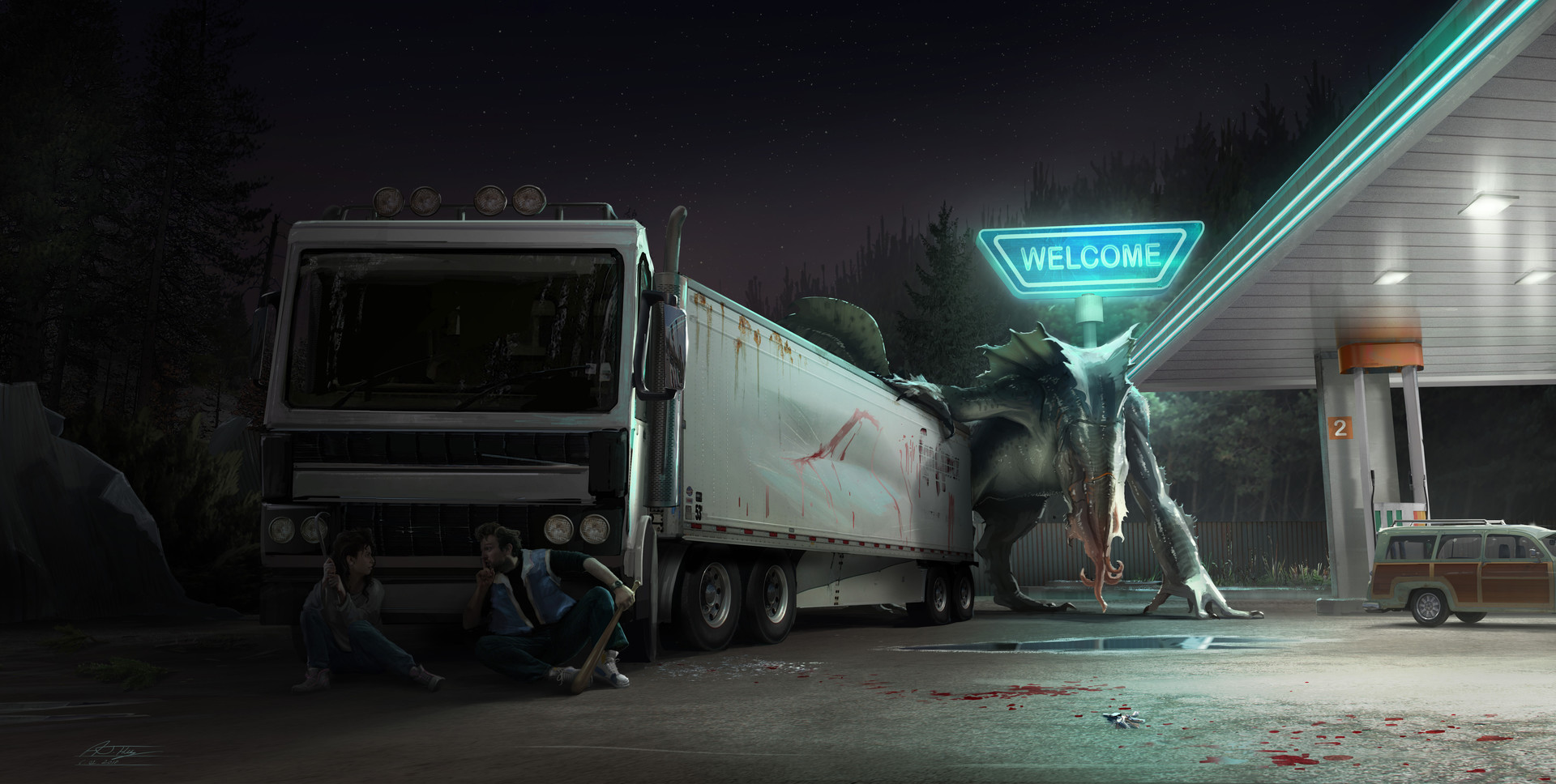 ArtStation - California Monster - Gas Station Attack!