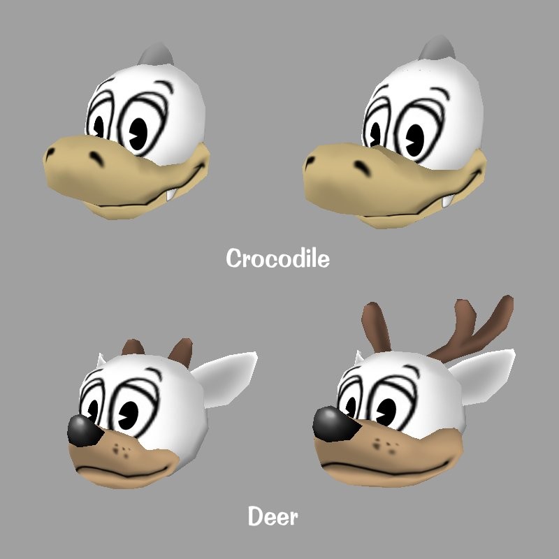 ArtStation - Toontown Rewritten - Crocodile and Deer Heads