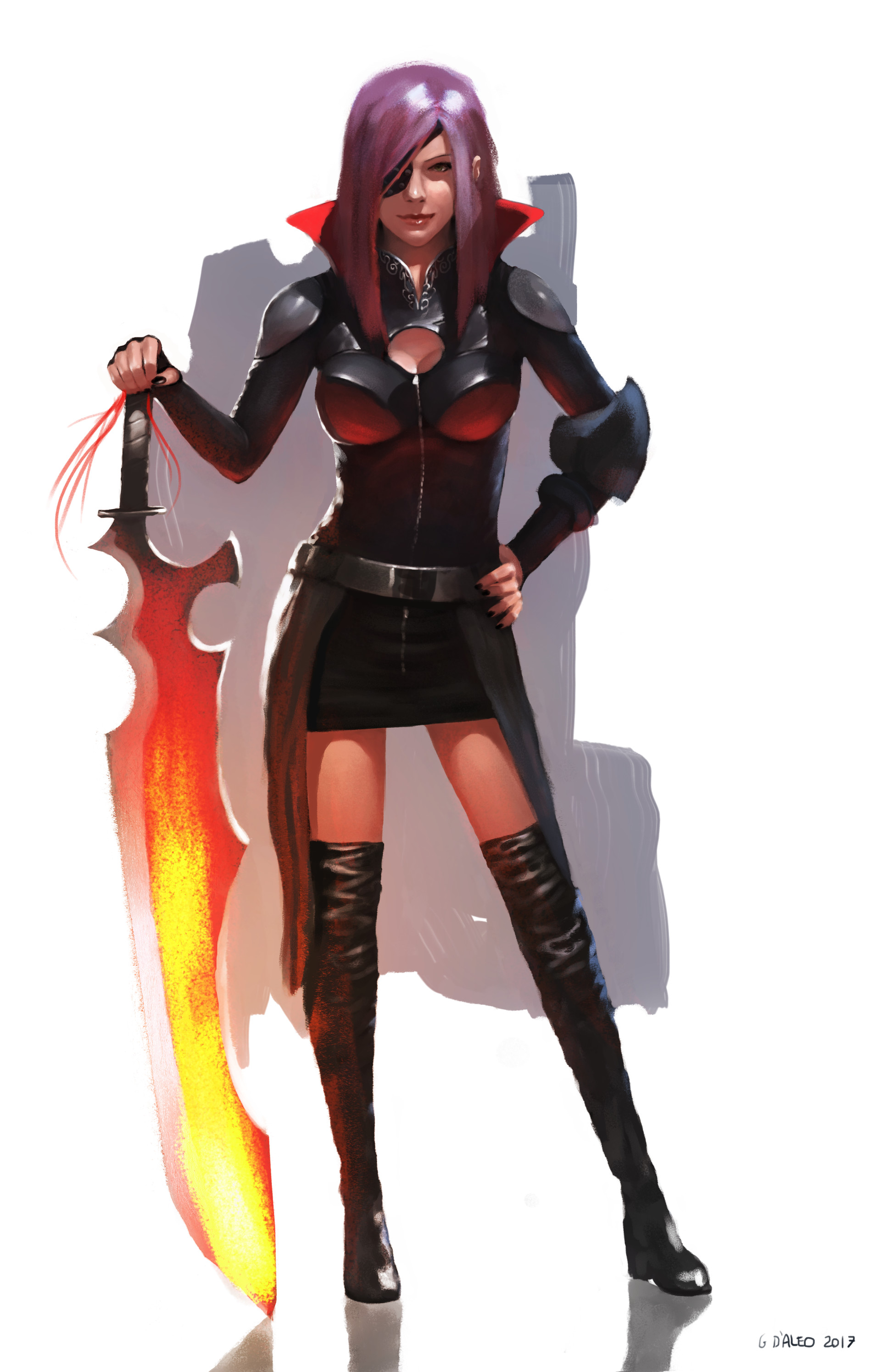ArtStation - Girl with fire sword