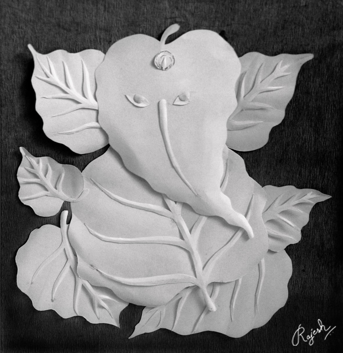 how to draw leaf ganpati