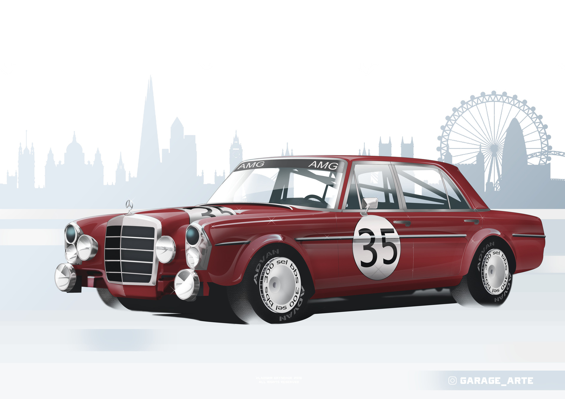 ArtStation - Mercedes Benz 300 SEL Red Pig