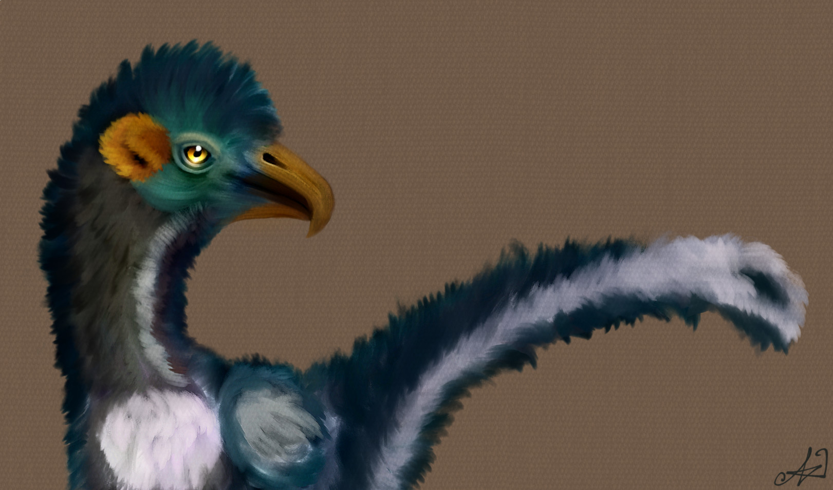 ArtStation - Prehistoric bird. (It's blue again T_T)