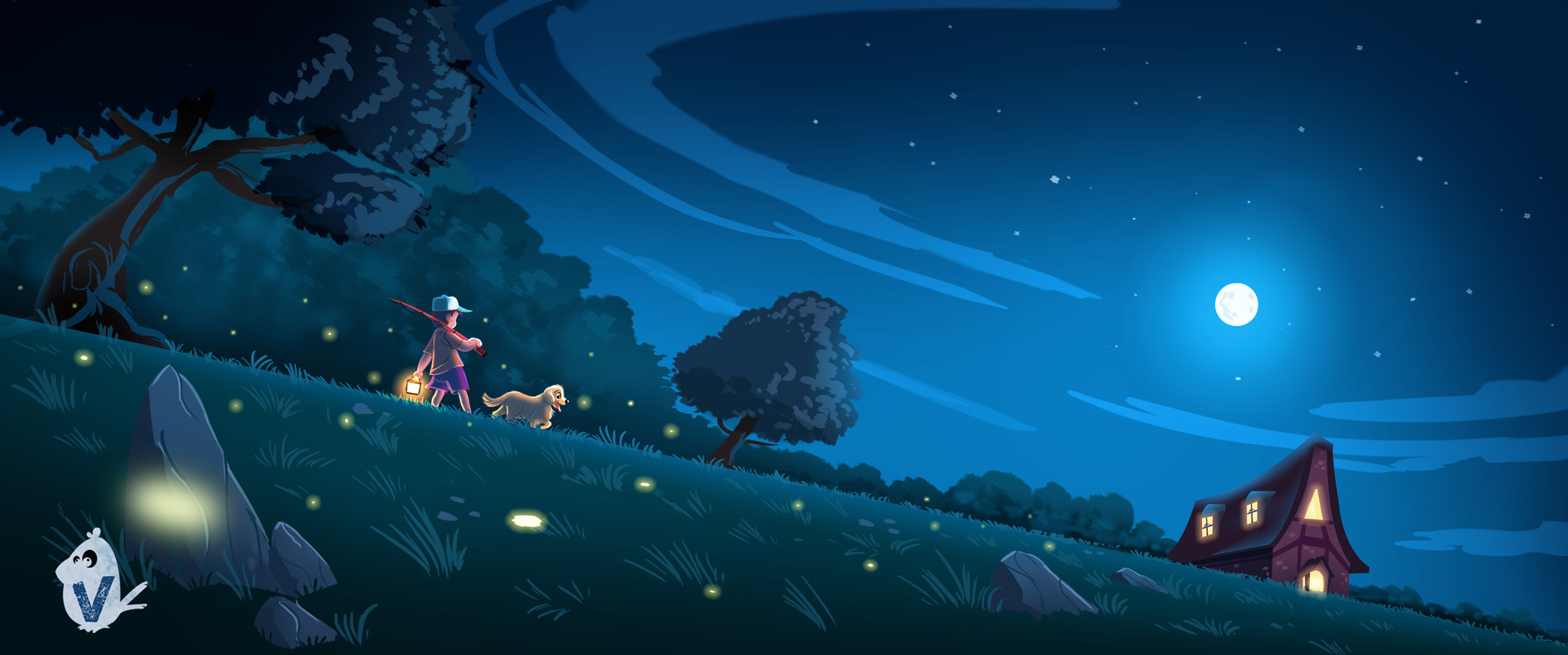 ArtStation - Night Stroll with the Fireflies