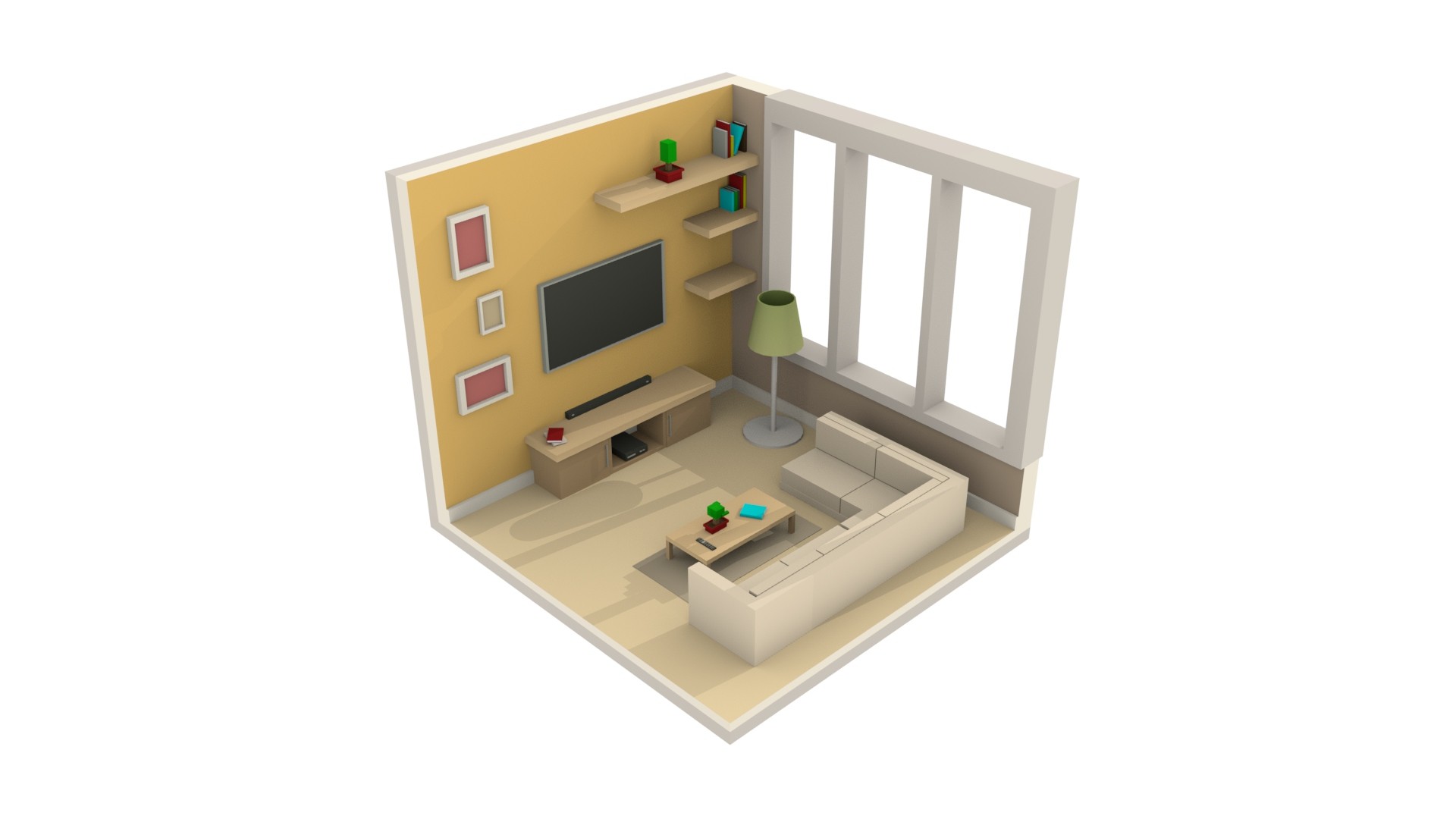 ArtStation - 3D Living Room Isometric