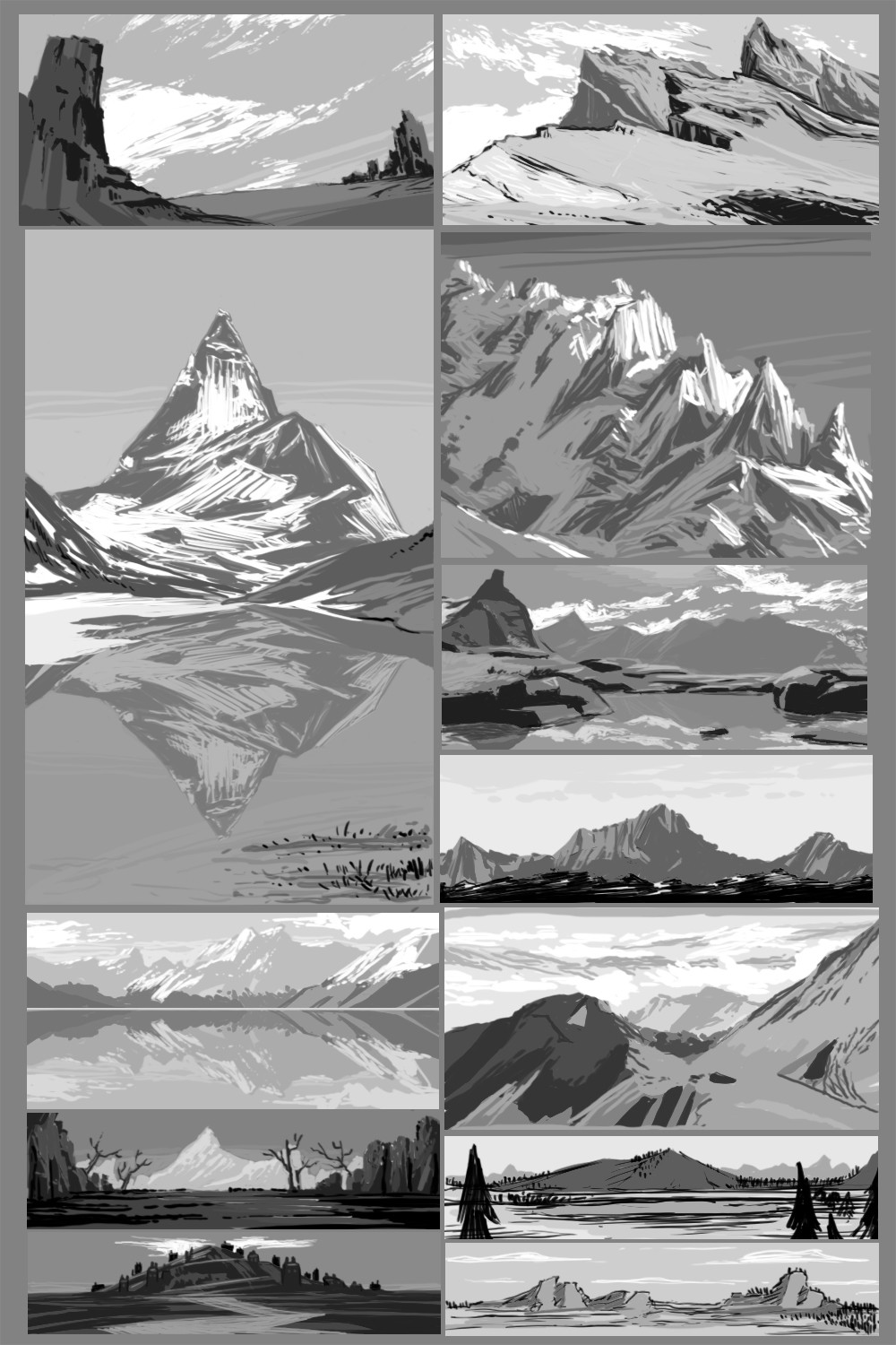 ArtStation - Grayscale - Daily Thumbnails - Week 3