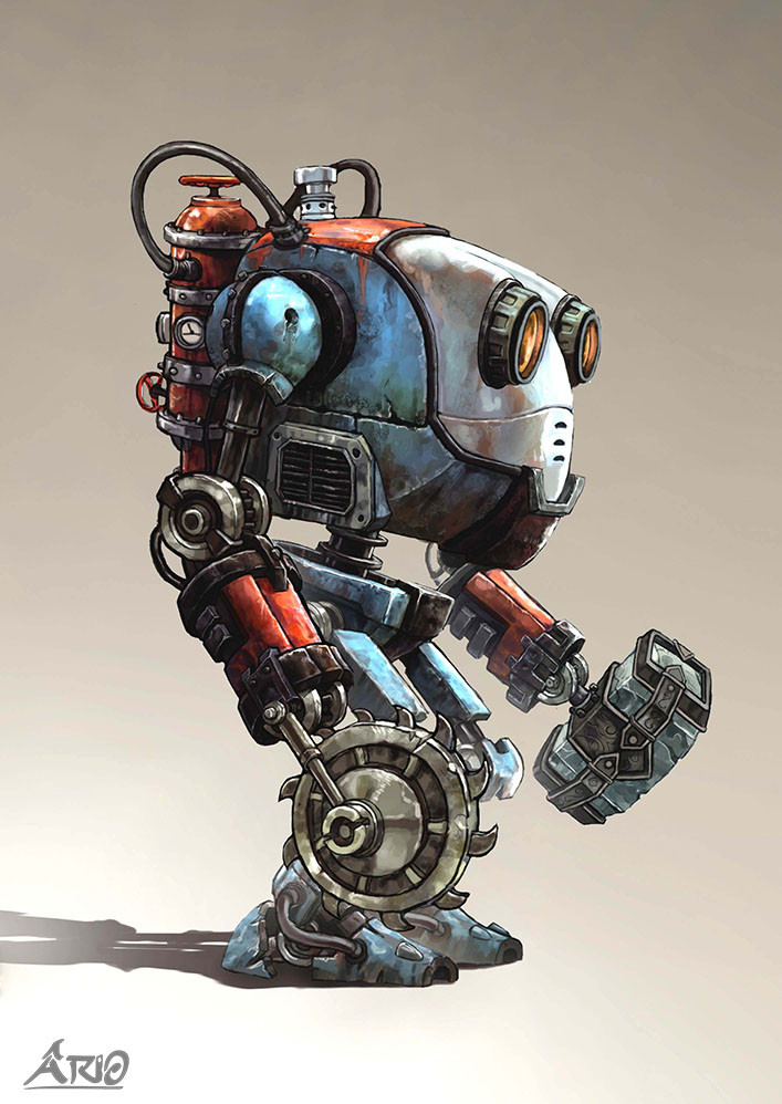 ArtStation - mini boss robot character and sketches