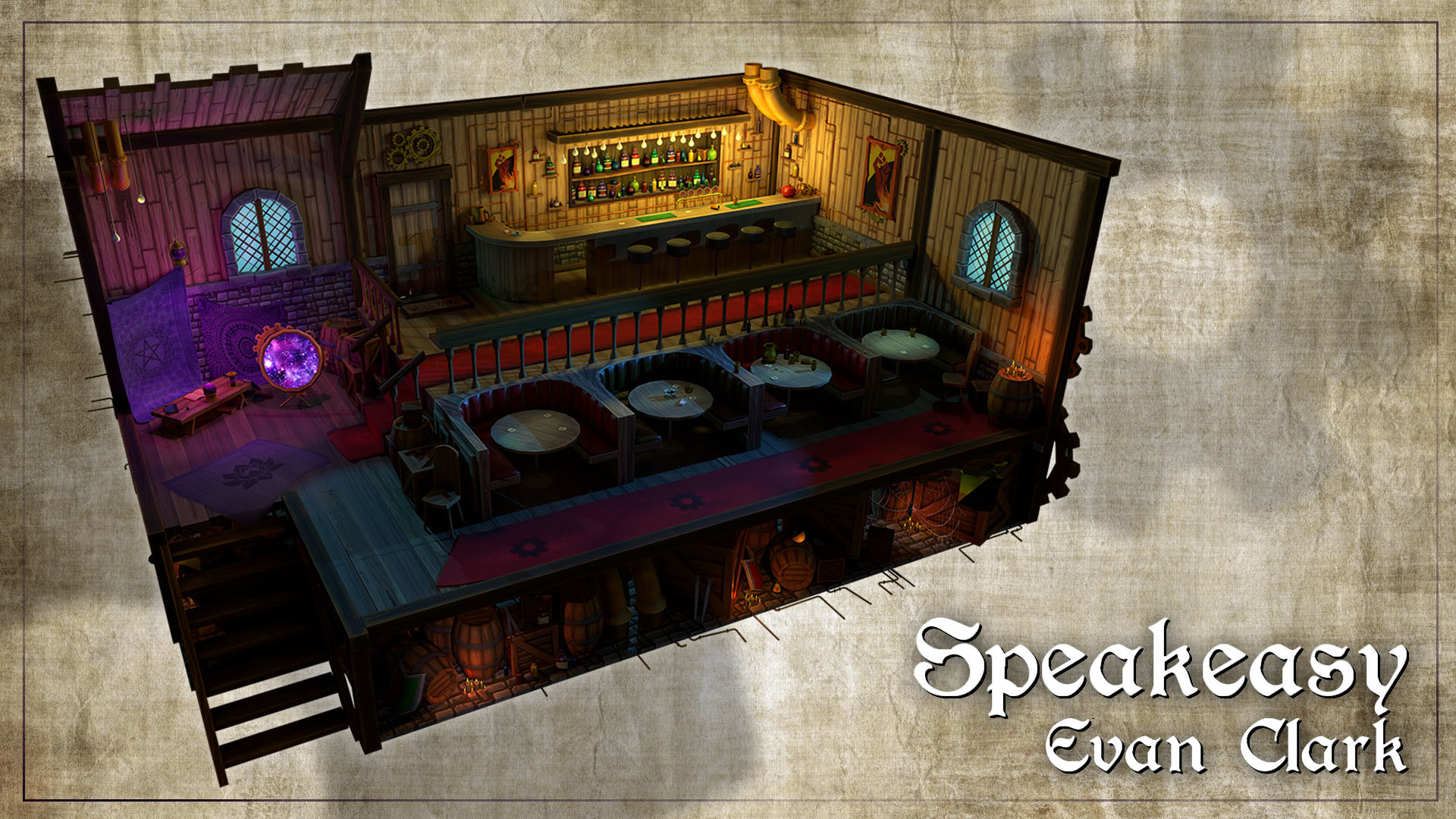 ArtStation - Speakeasy | Hand Painted Steampunk Tavern
