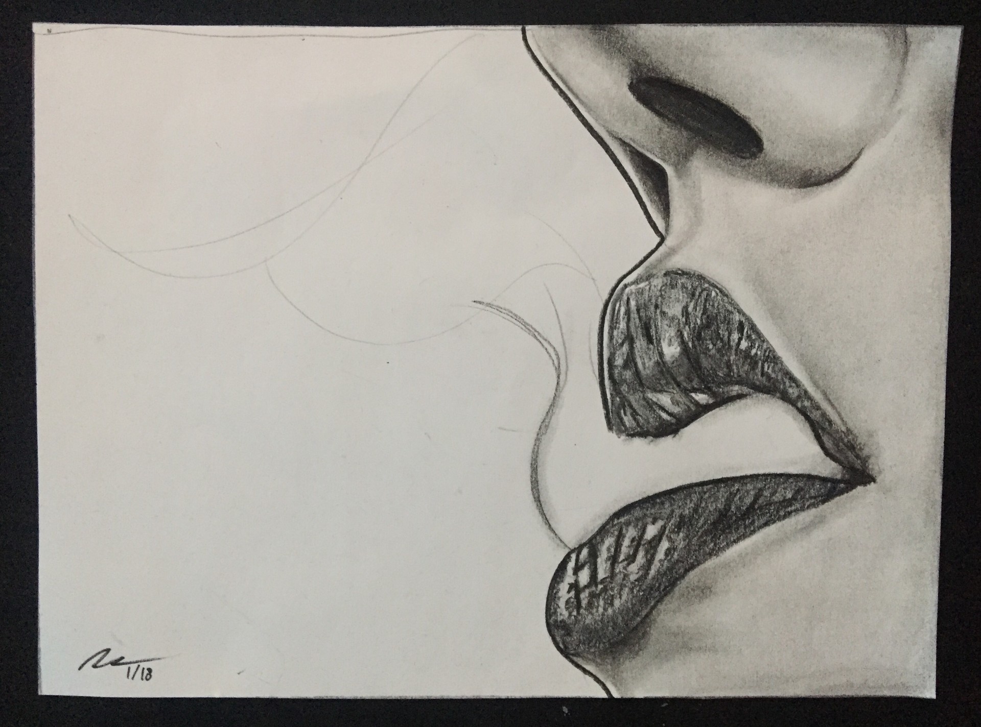 how to draw lips blowing smoke