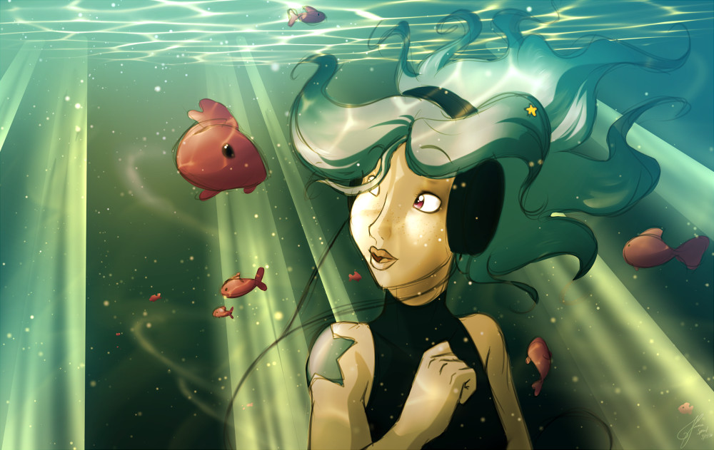 how to draw hair underwater