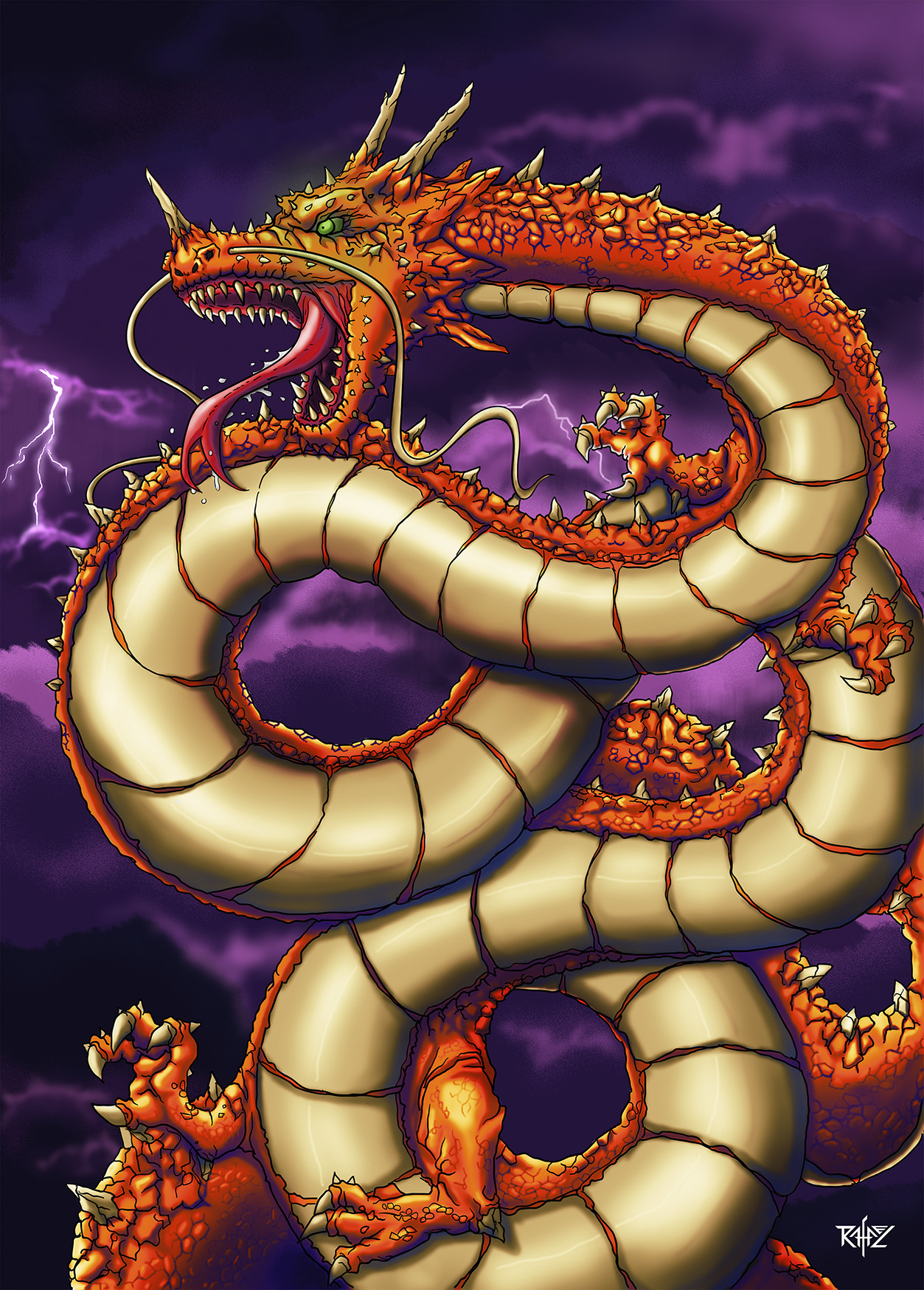 ArtStation - Fire Dragon in the Storm