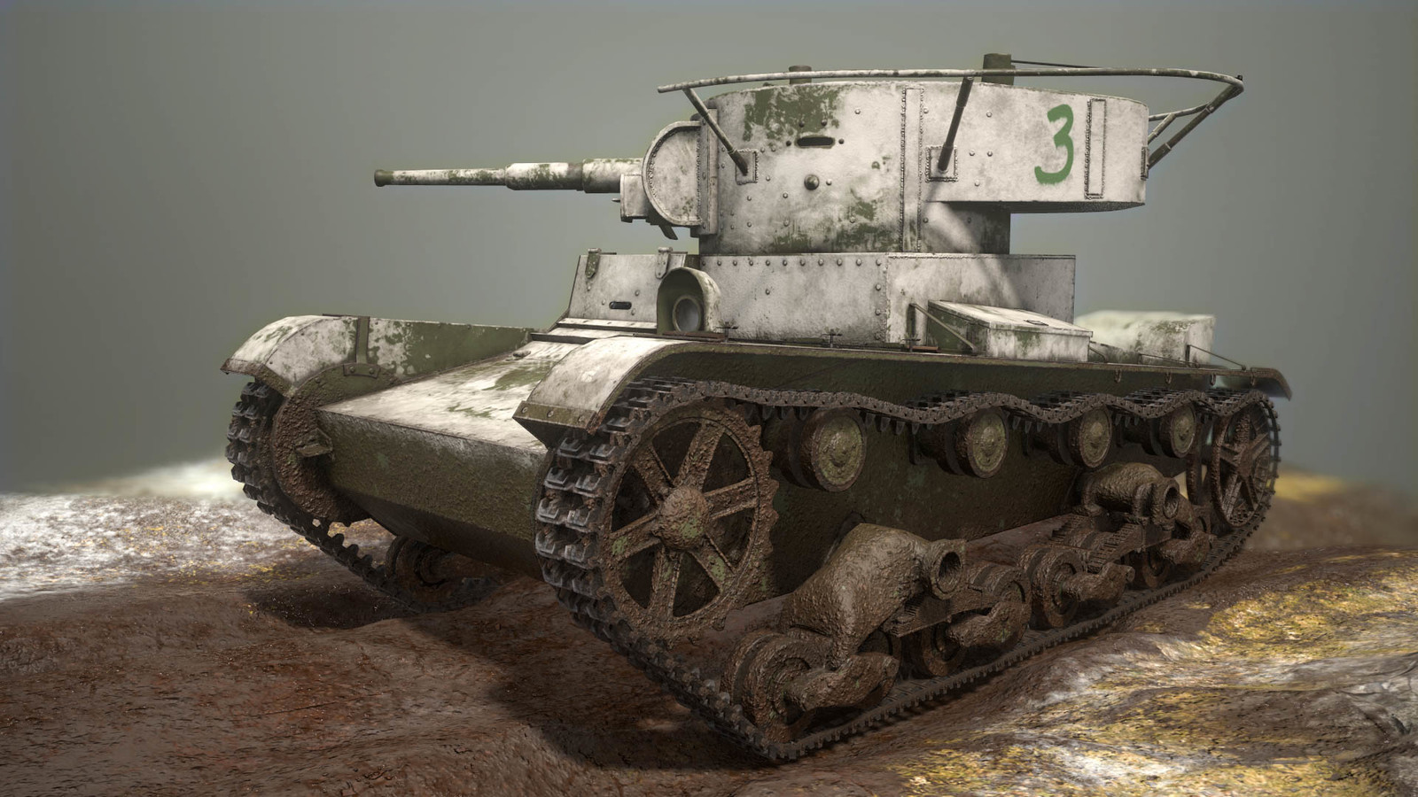 Sergey Miletin - Soviet Light Tank T-26 in winter camouflage