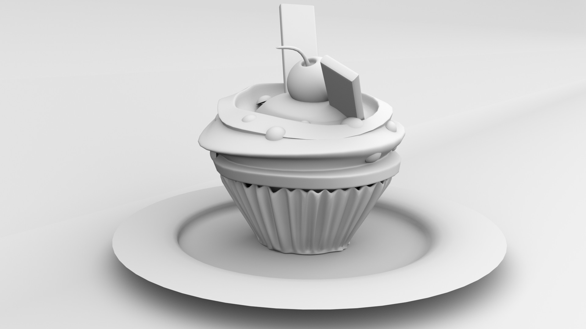 ArtStation - Low Poly Greyscale Cupcake