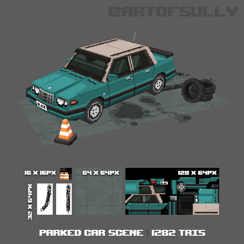 ArtStation - 3D Pixel-Art Parked Car Scene (Commission)
