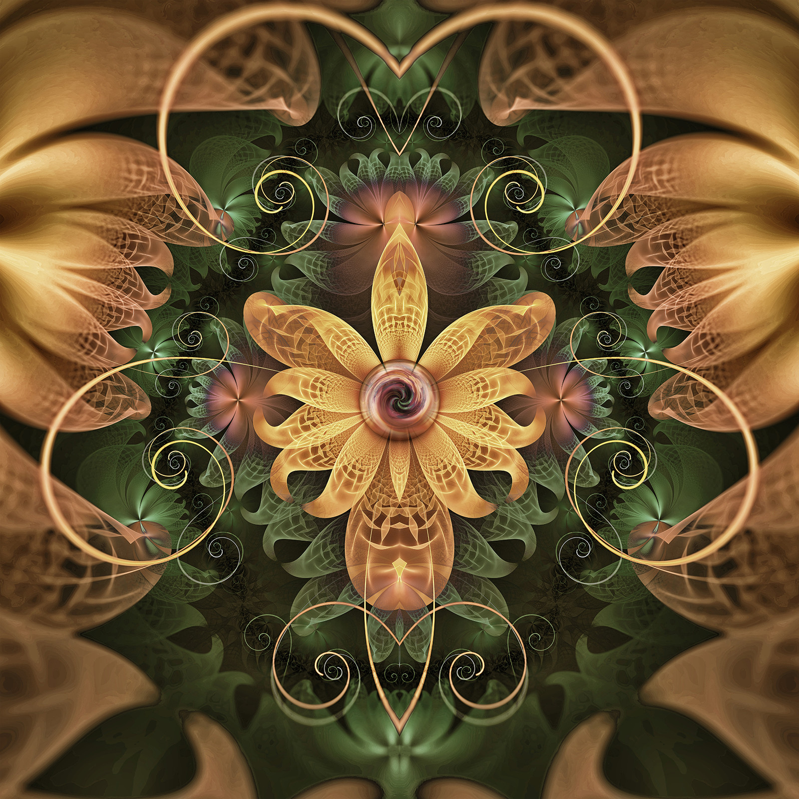 ArtStation - Beautiful Filigree Oxidized Copper Fractal Orchid