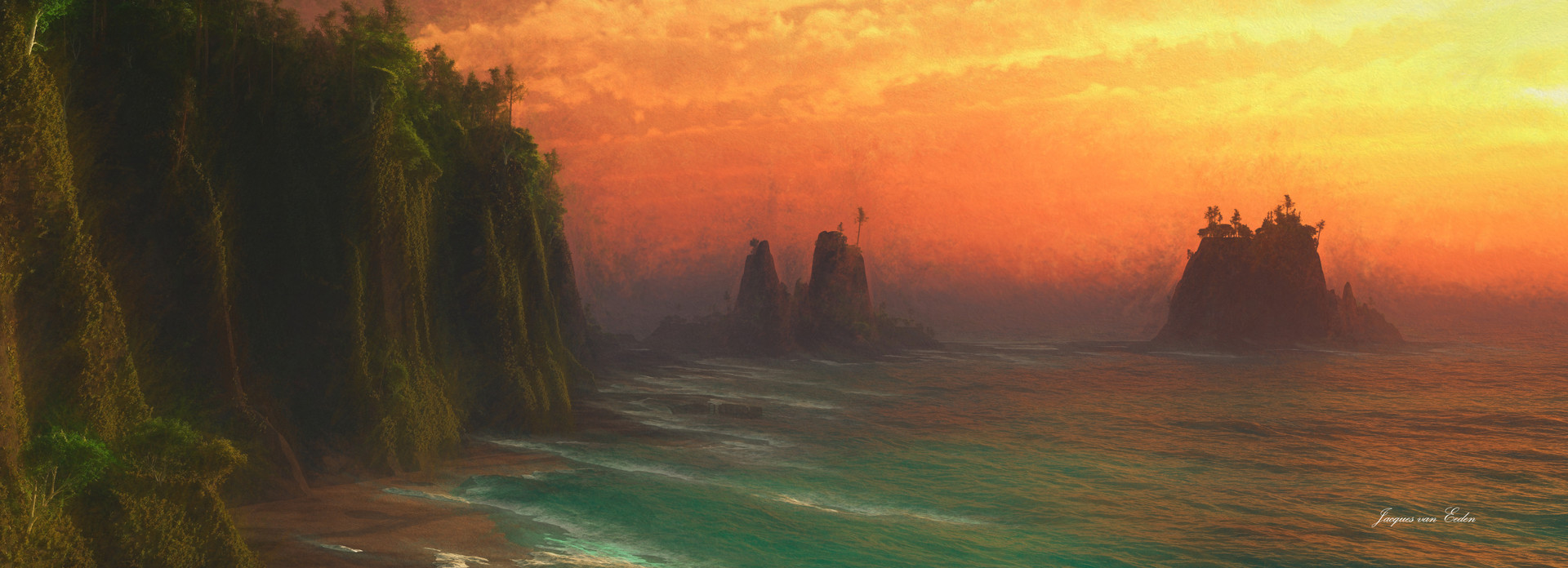 ArtStation - Coast Line Sunset