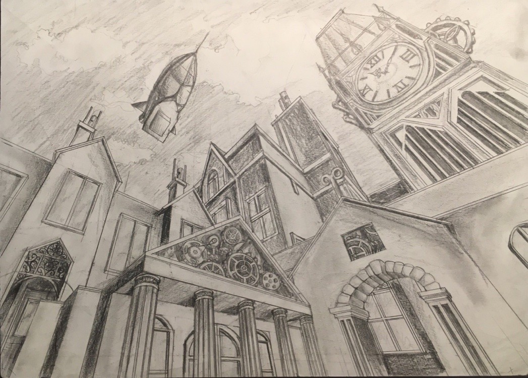 creative 2 point perspective drawing