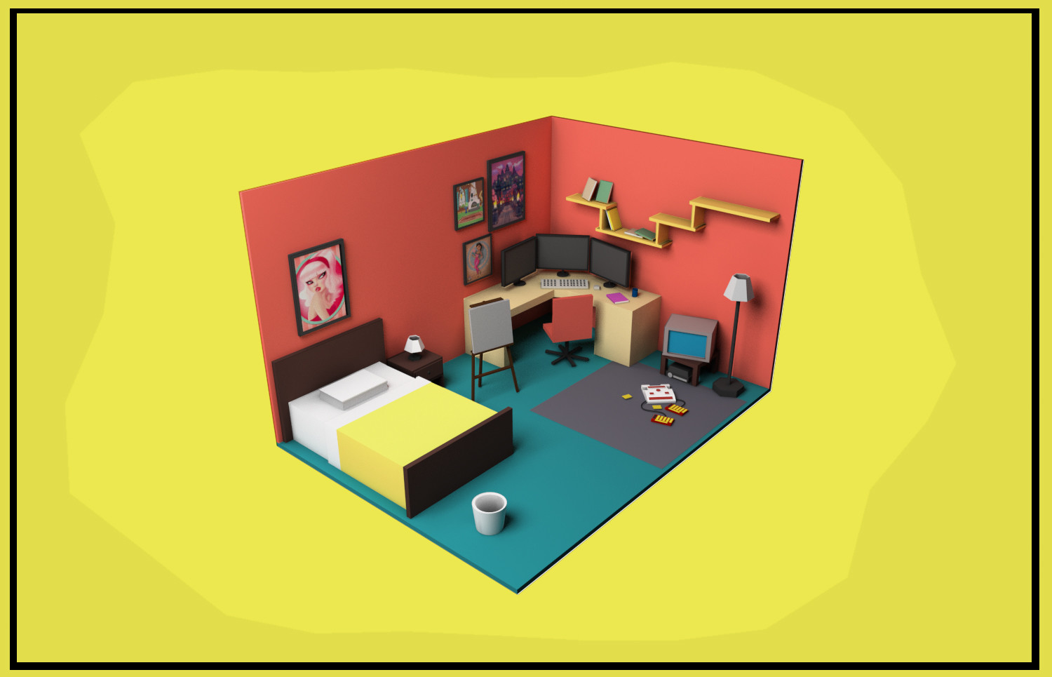 ArtStation - Bedroom isometric