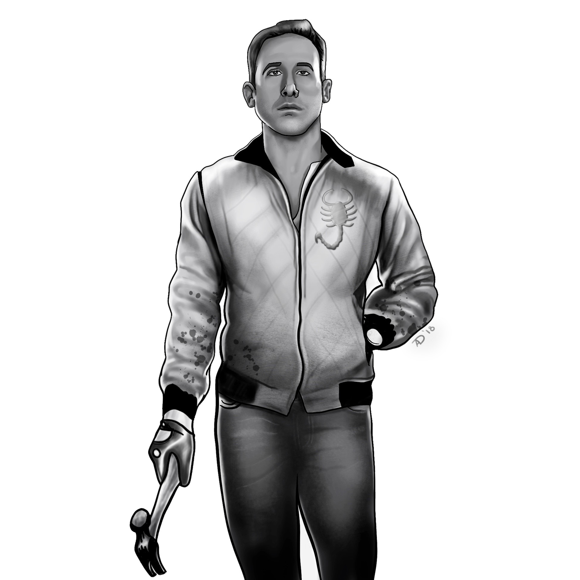 Ryan Gosling Black And White Drive