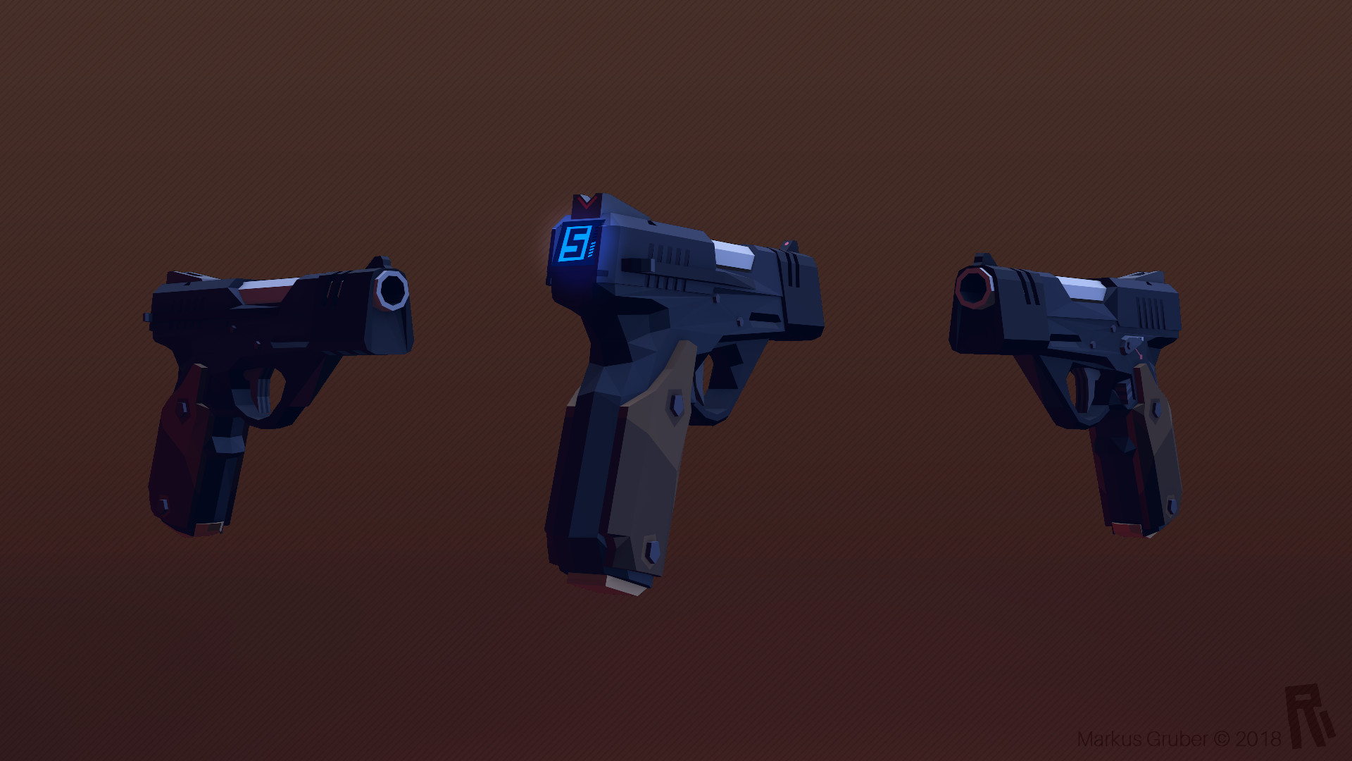 ArtStation - Futuristic low-poly pistol