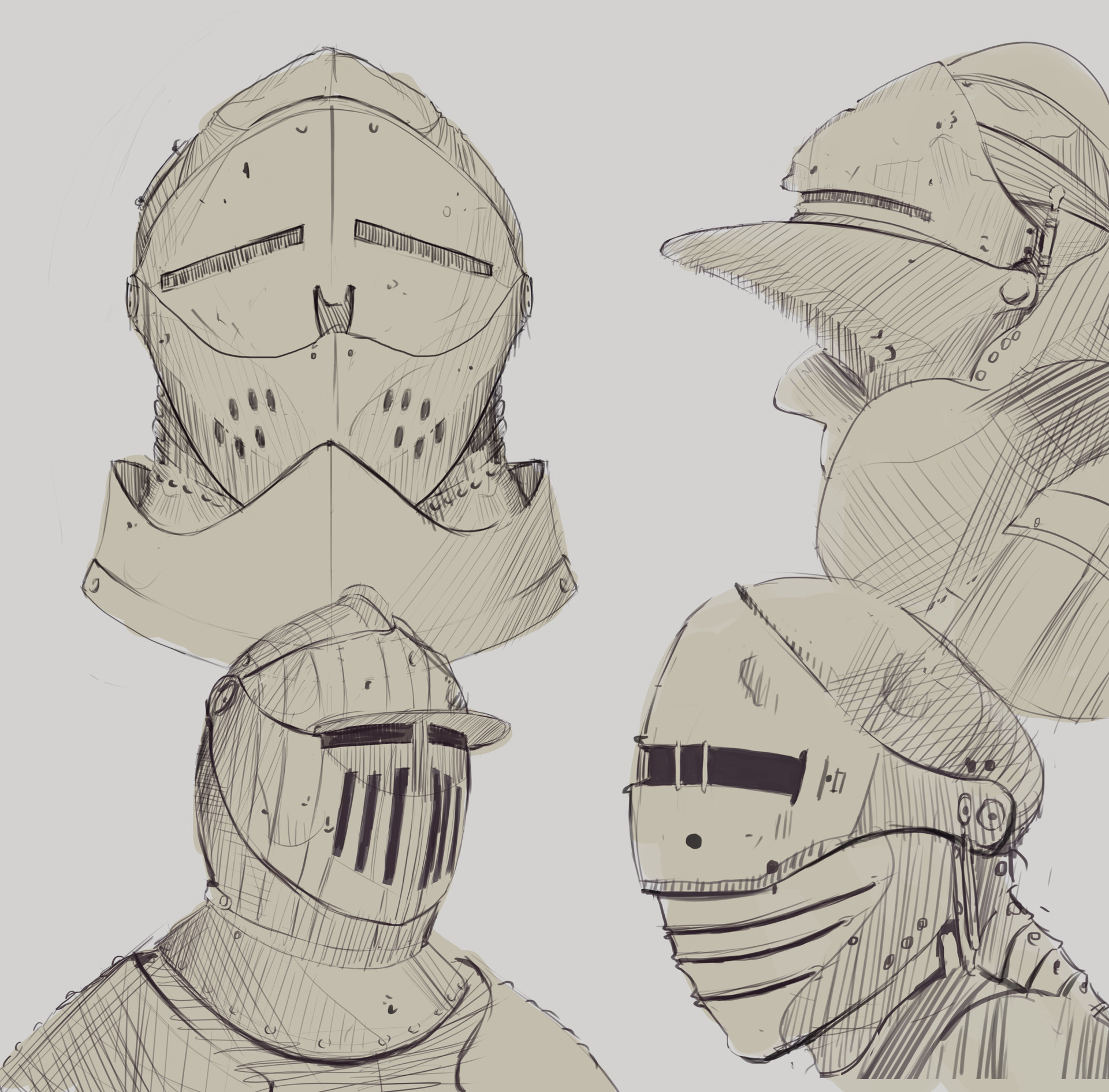ArtStation - Knight Helm Sketches