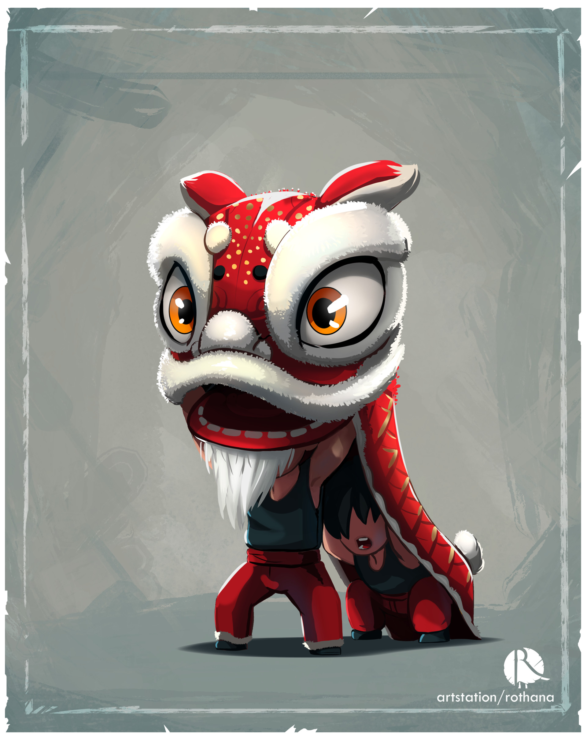 chibi lion dance