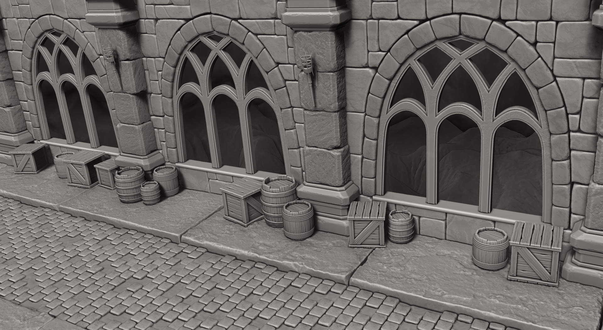 ArtStation - Medieval corridor and props