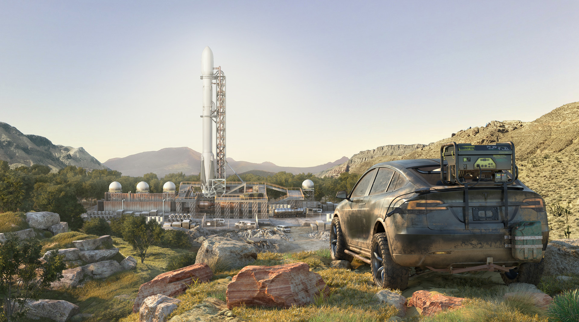 ArtStation - Tesla Model X off-road