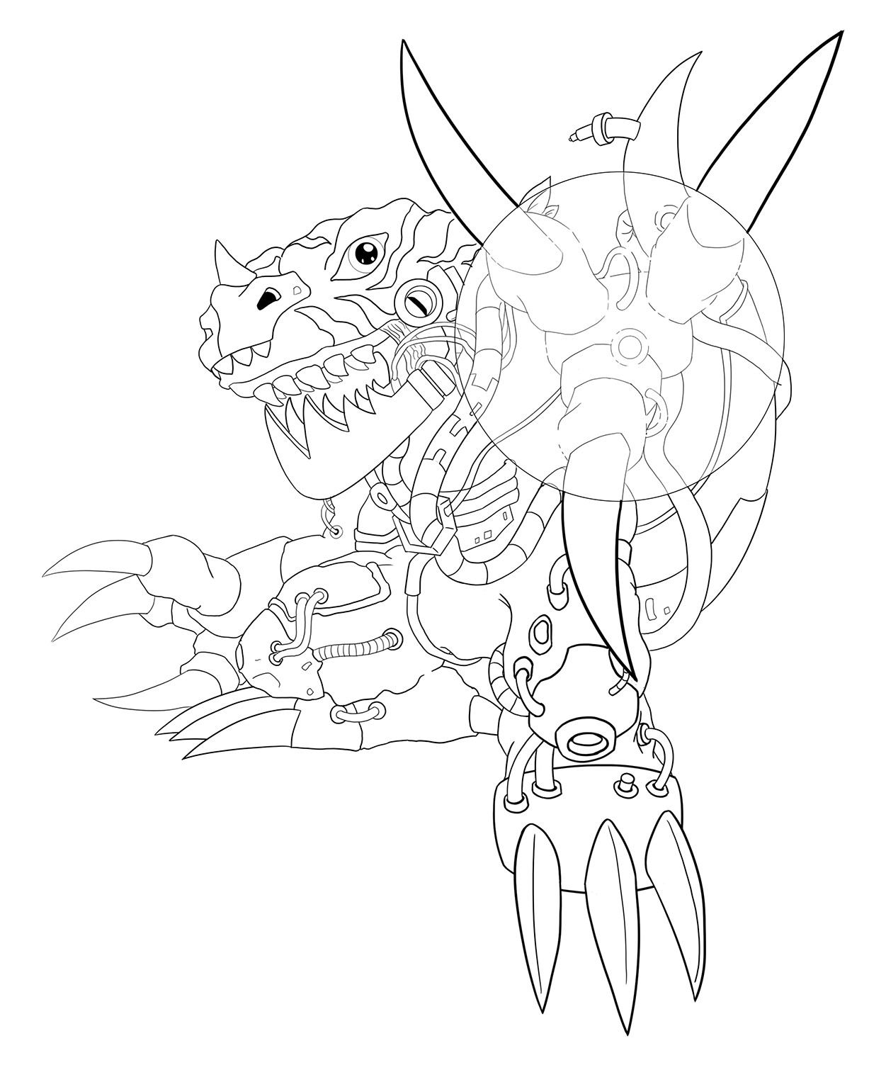 metal greymon coloring page