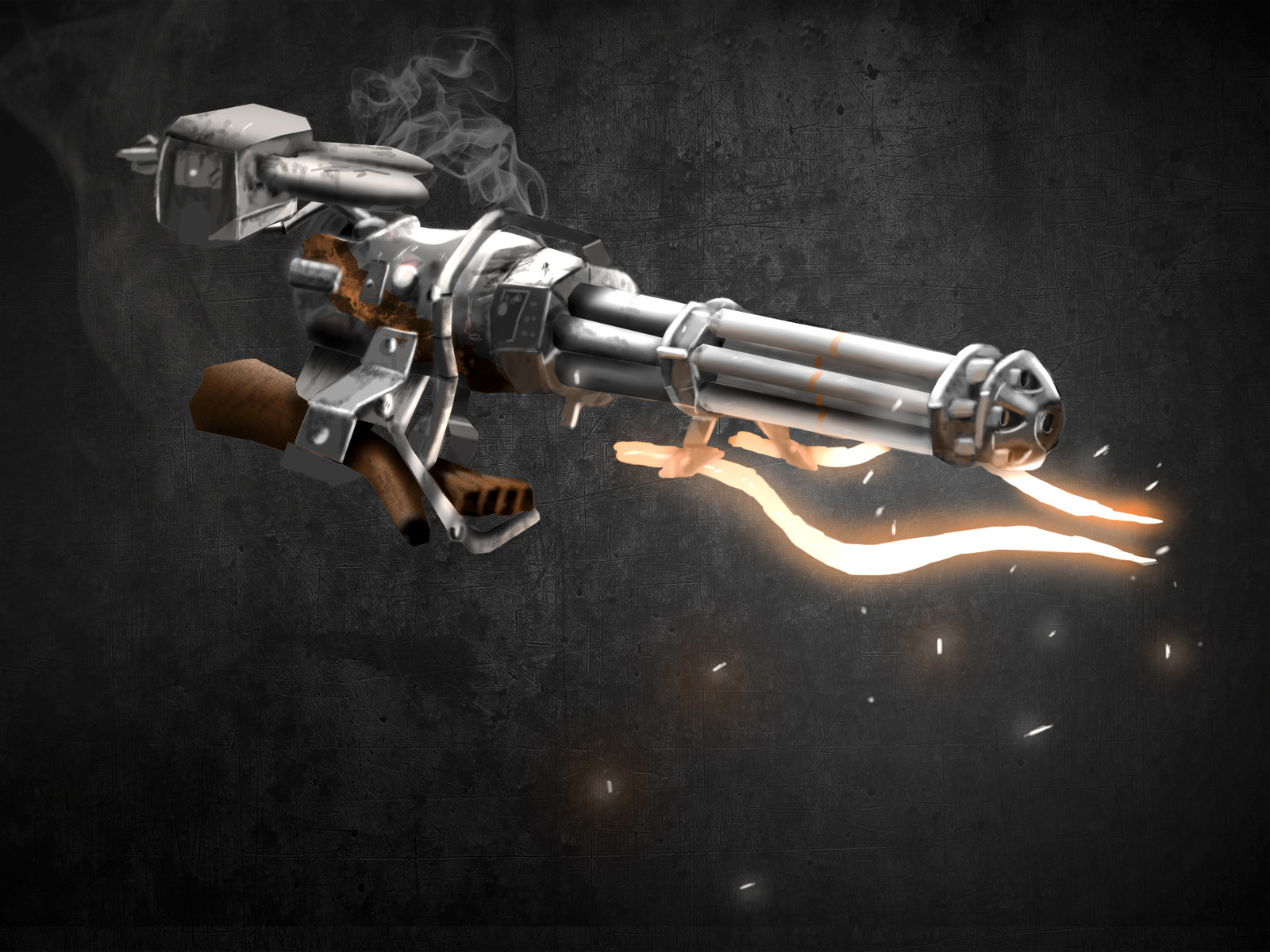 Guilherme Melo - 2D Weapon concept art. One-handed Minigun