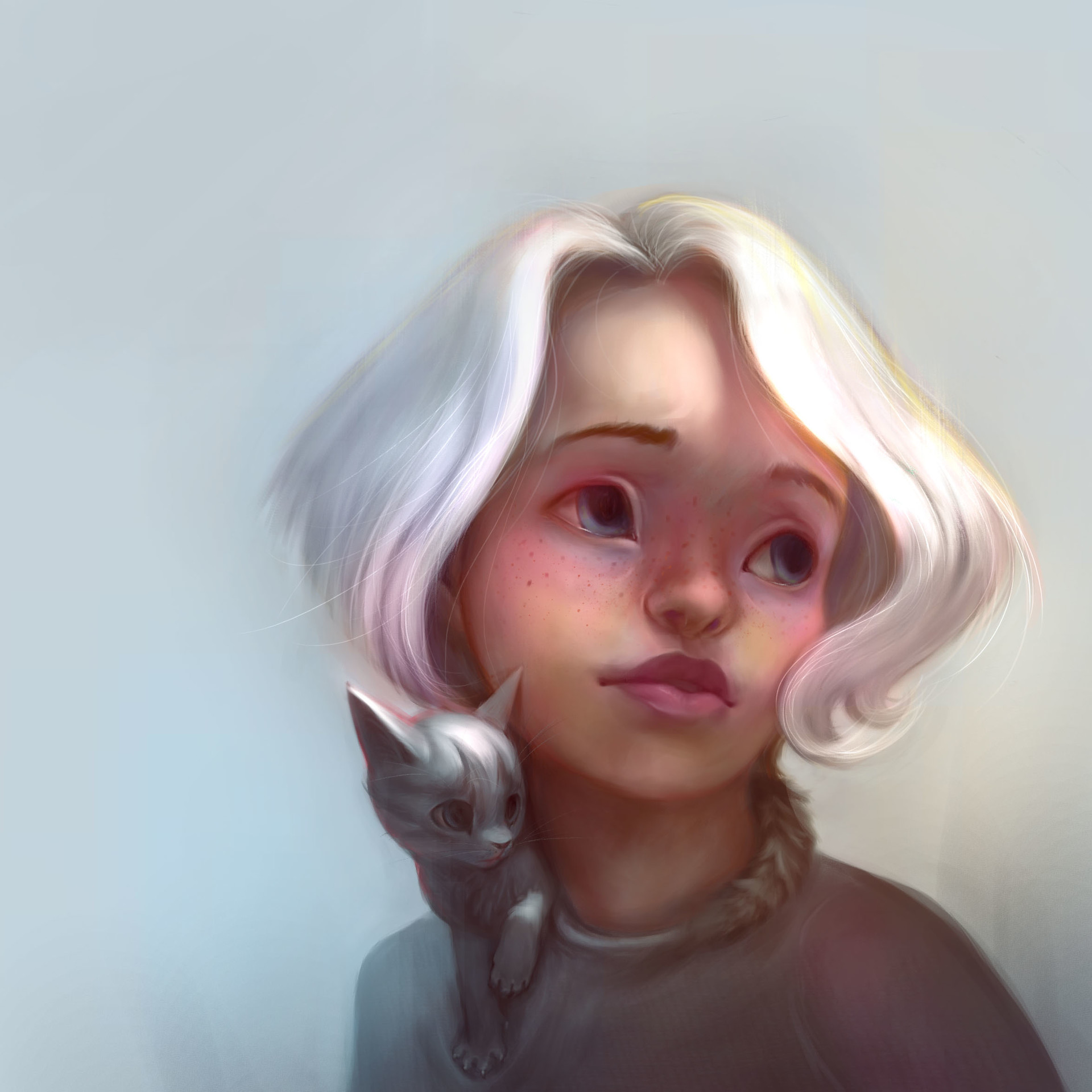 ArtStation - Girl and the cat