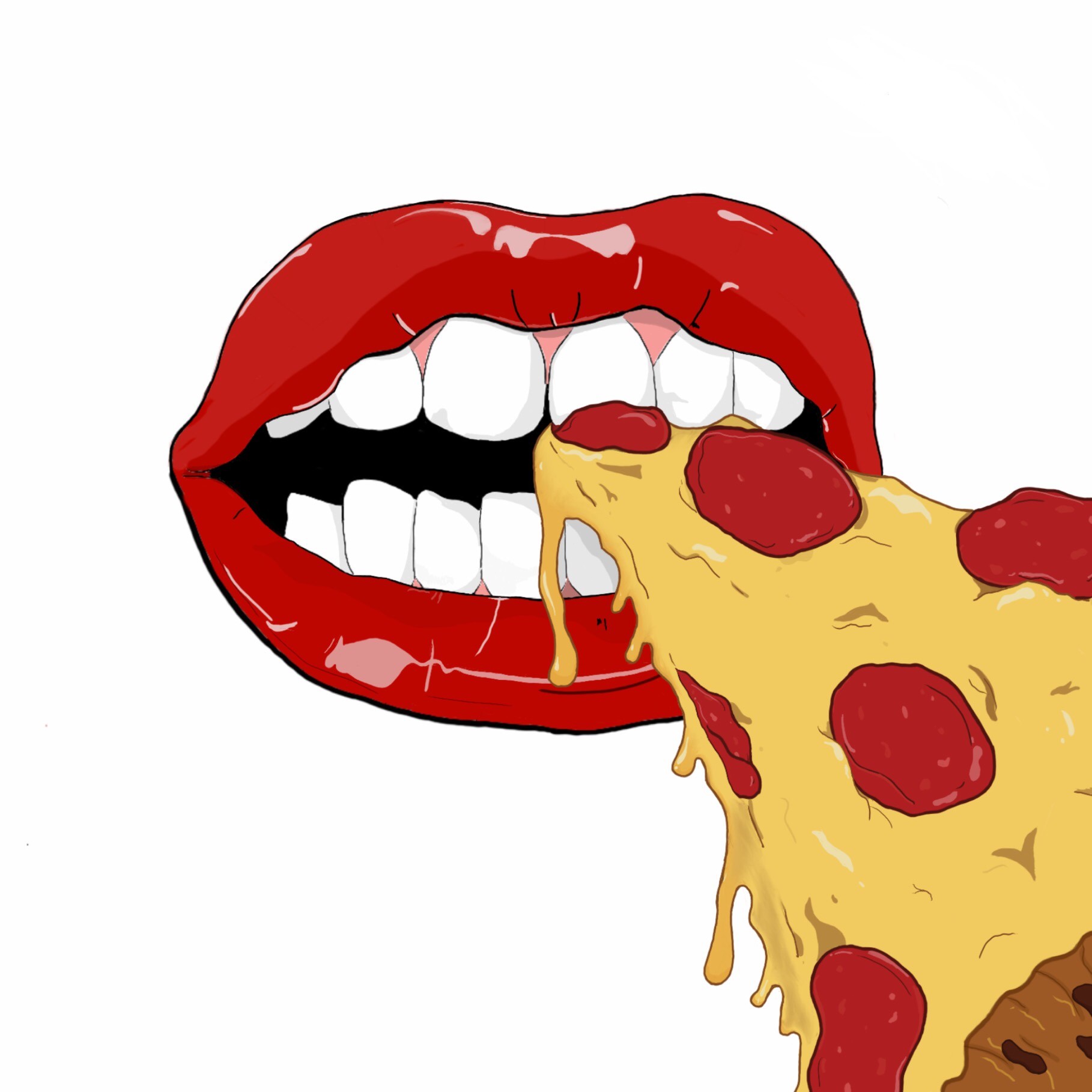 how to draw a mouth eating