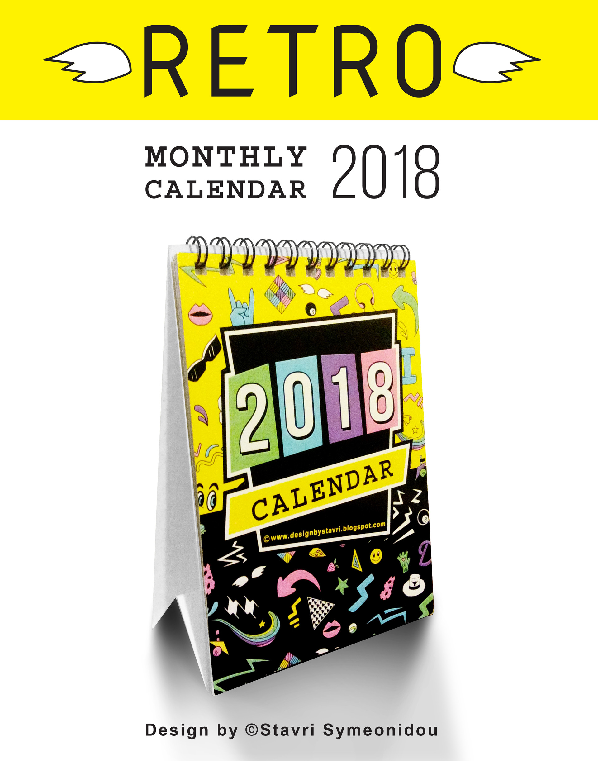 Stavri Symeonidou - RETRO MONTHLY CALENDAR 2018
