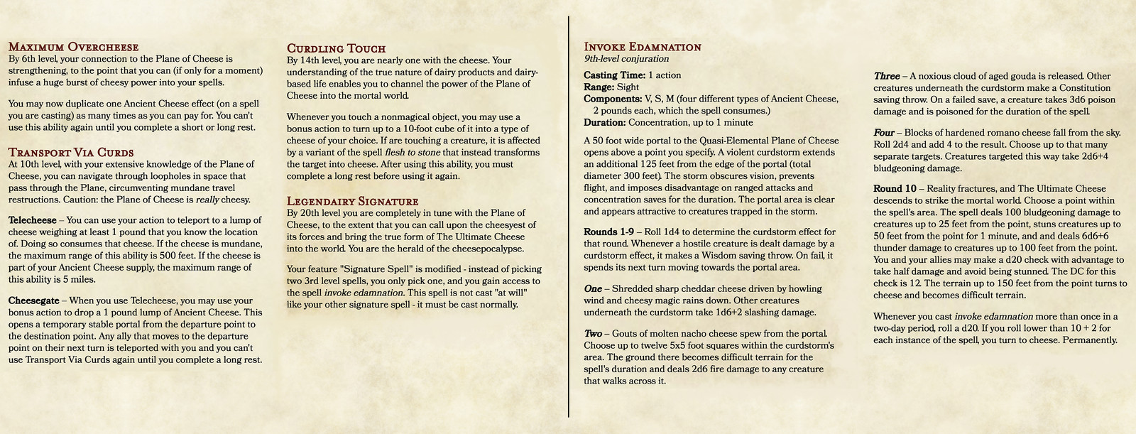 Chris Blendermann - School of Tyromancy (D&D 5e)