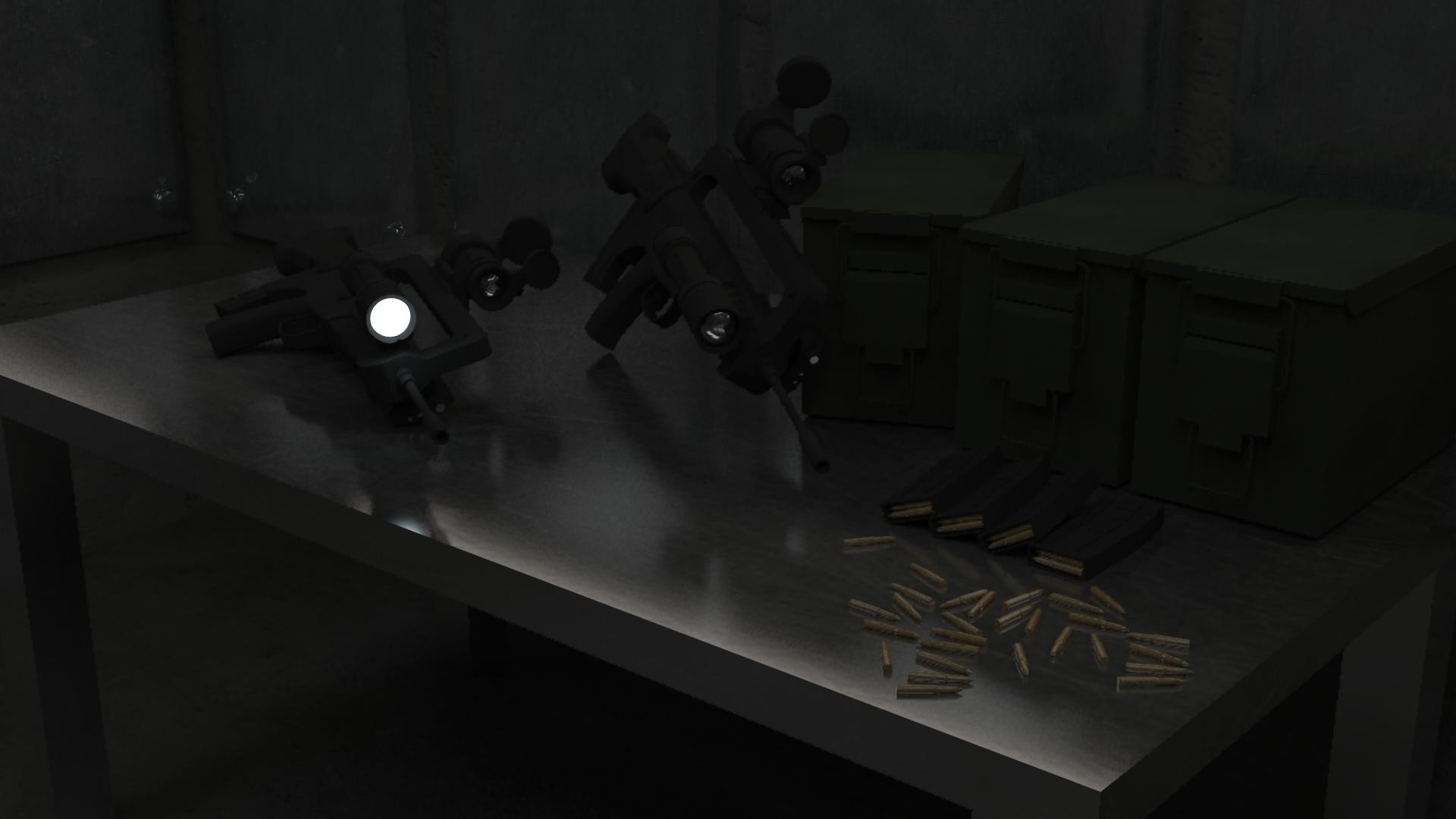 ArtStation - Rifle and ammunition in bunker