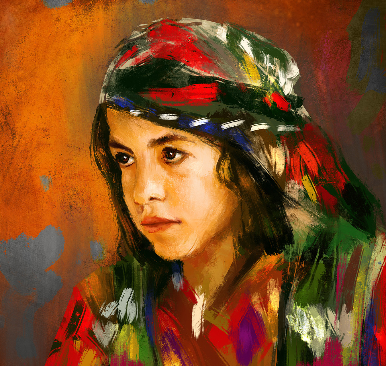 Mehdi Farsi - Kurdish Girl Painting