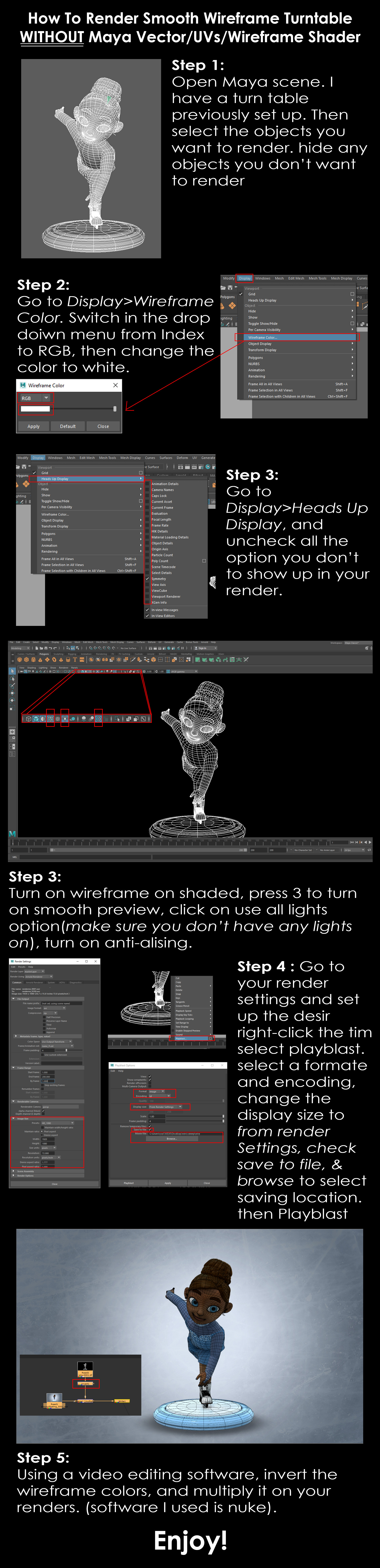 Rawan Alhosani - Tutorial: Render smooth Wireframe WITHOUT Maya Vector ...