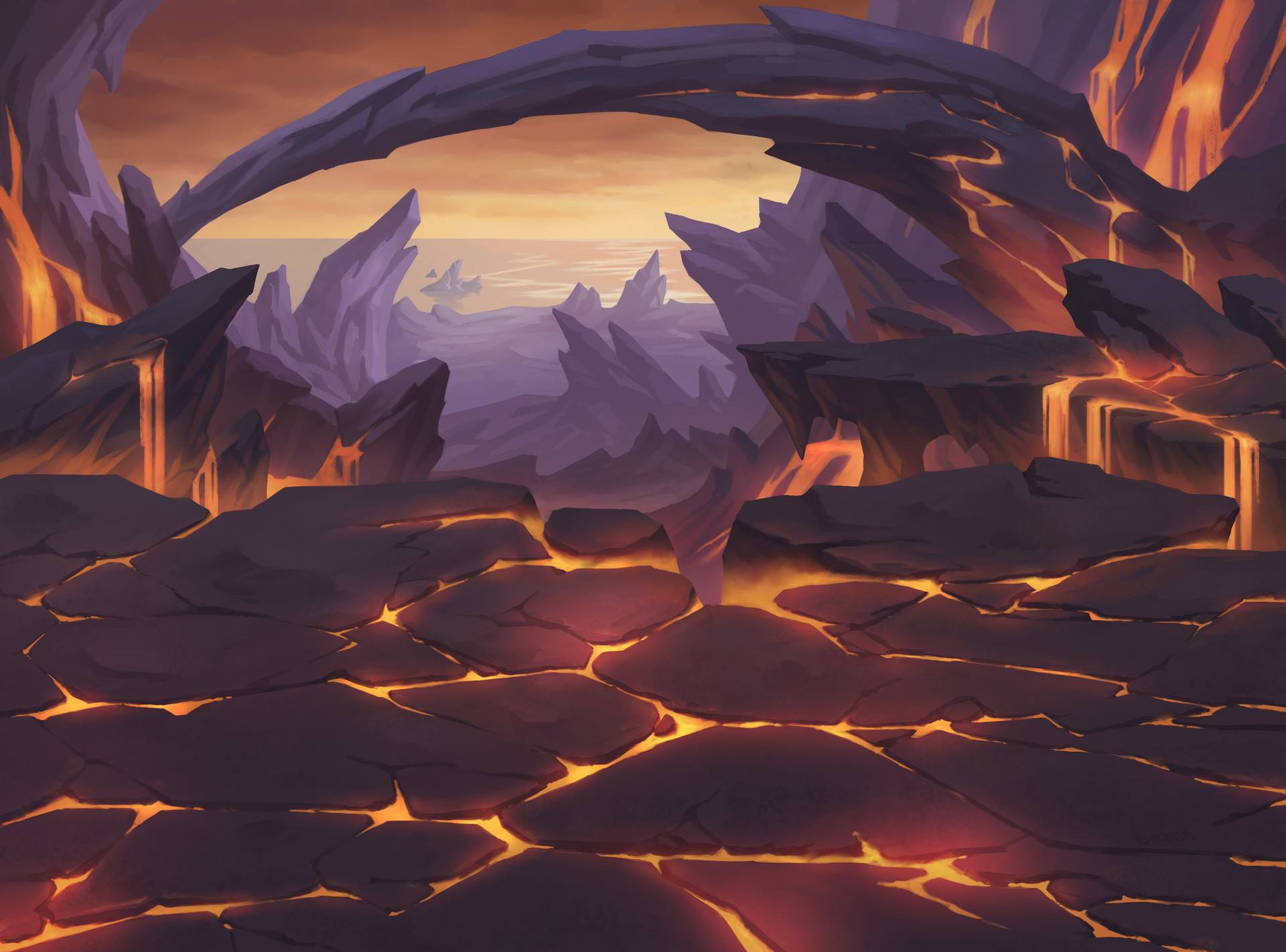 ArtStation - Volcanic area combat background